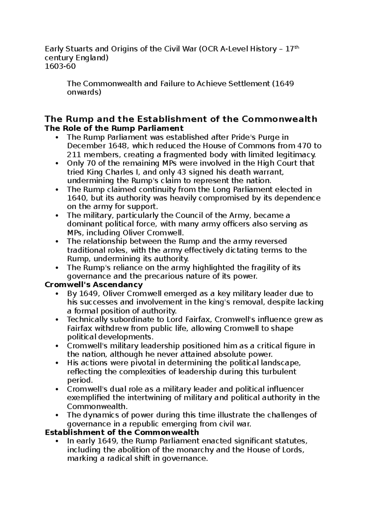 Early Stuarts and the Commonwealth: Civil War Origins and Governance ...