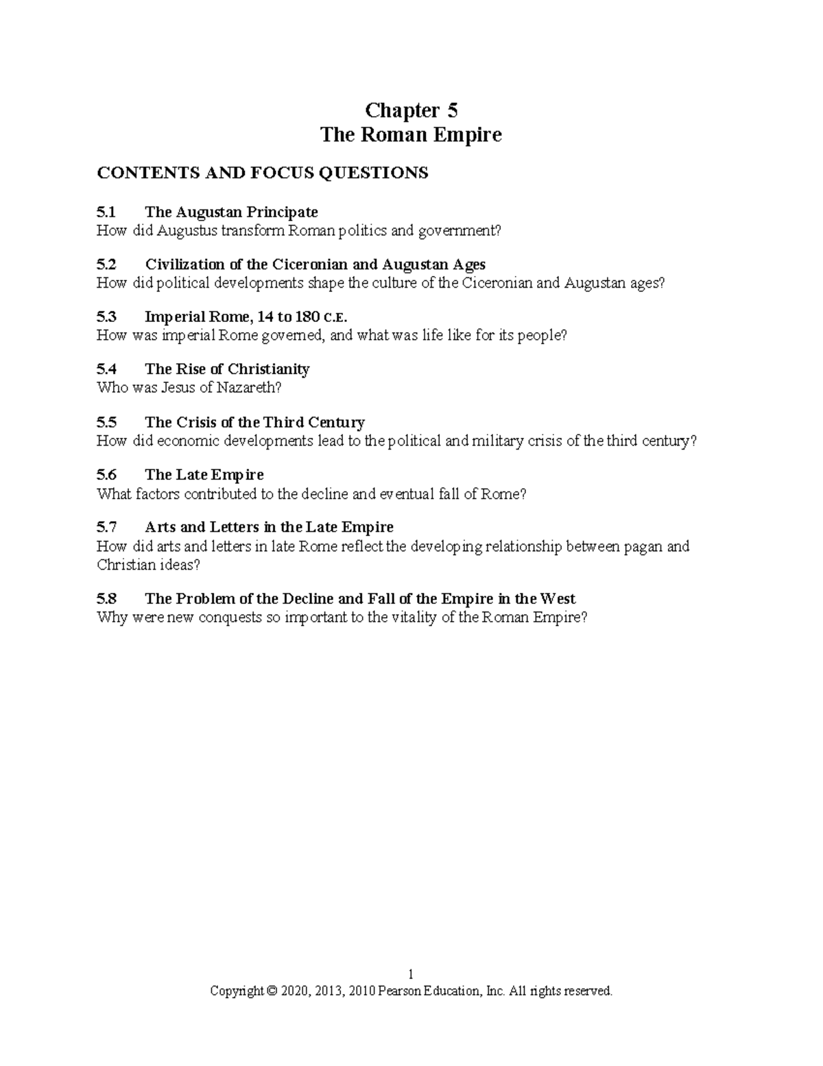 Kagan-CH05: Key Points on The Roman Empire and Its Transformation - Studocu