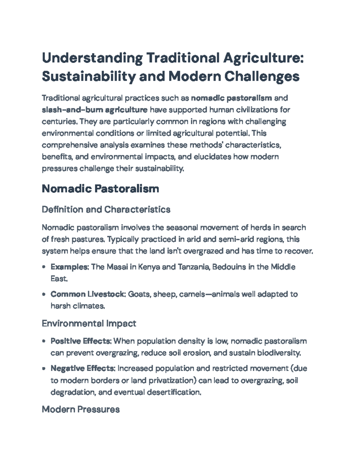 Traditional Agriculture: Sustainability & Modern Challenges Analysis ...