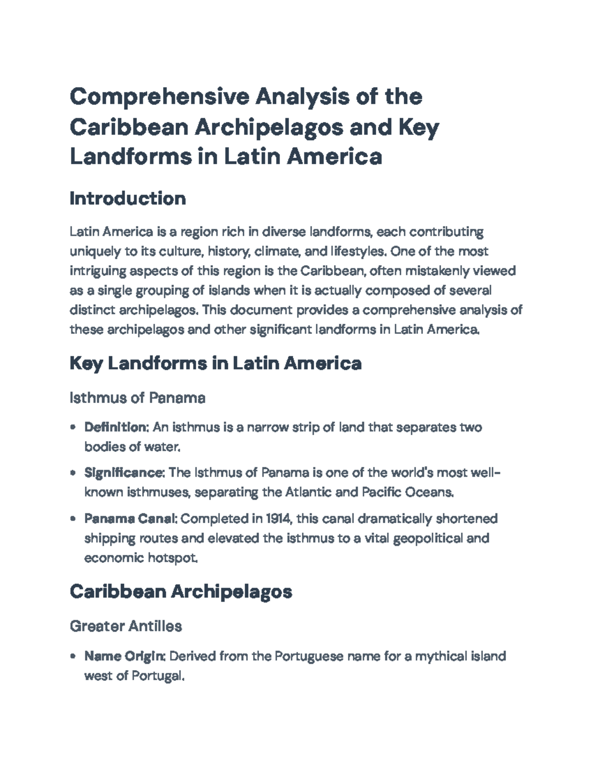 Comprehensive Study of Caribbean Archipelagos & Landforms in Latin ...