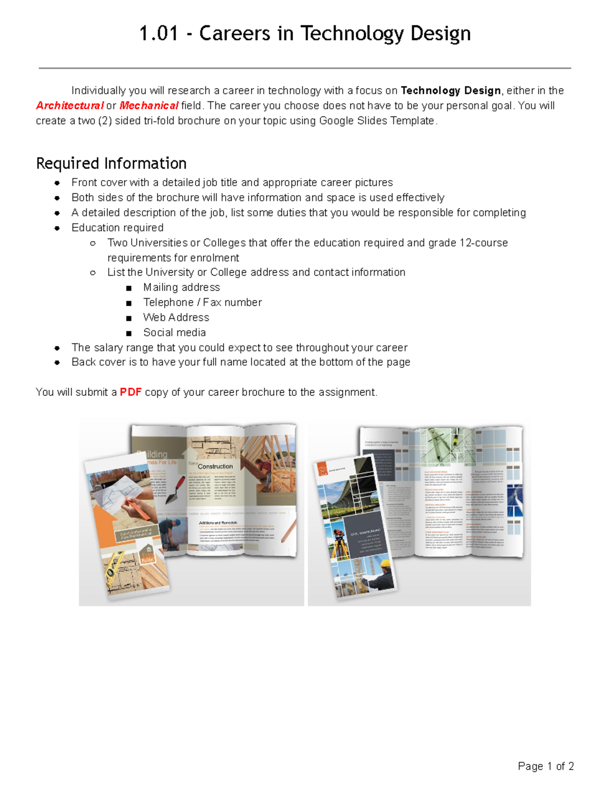 1.01 - Career Exploration in Tech Design: Brochure Assignment - Studocu