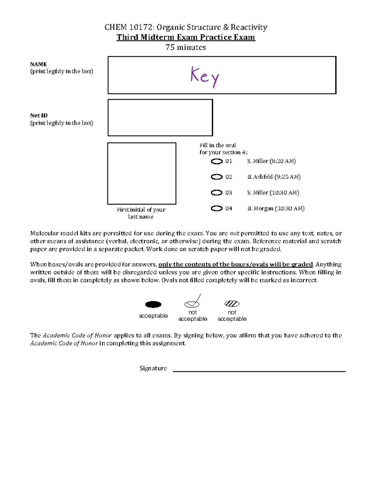 CHEM 10172 S26 Third Midterm Exam Practice Exam Guide - Studocu