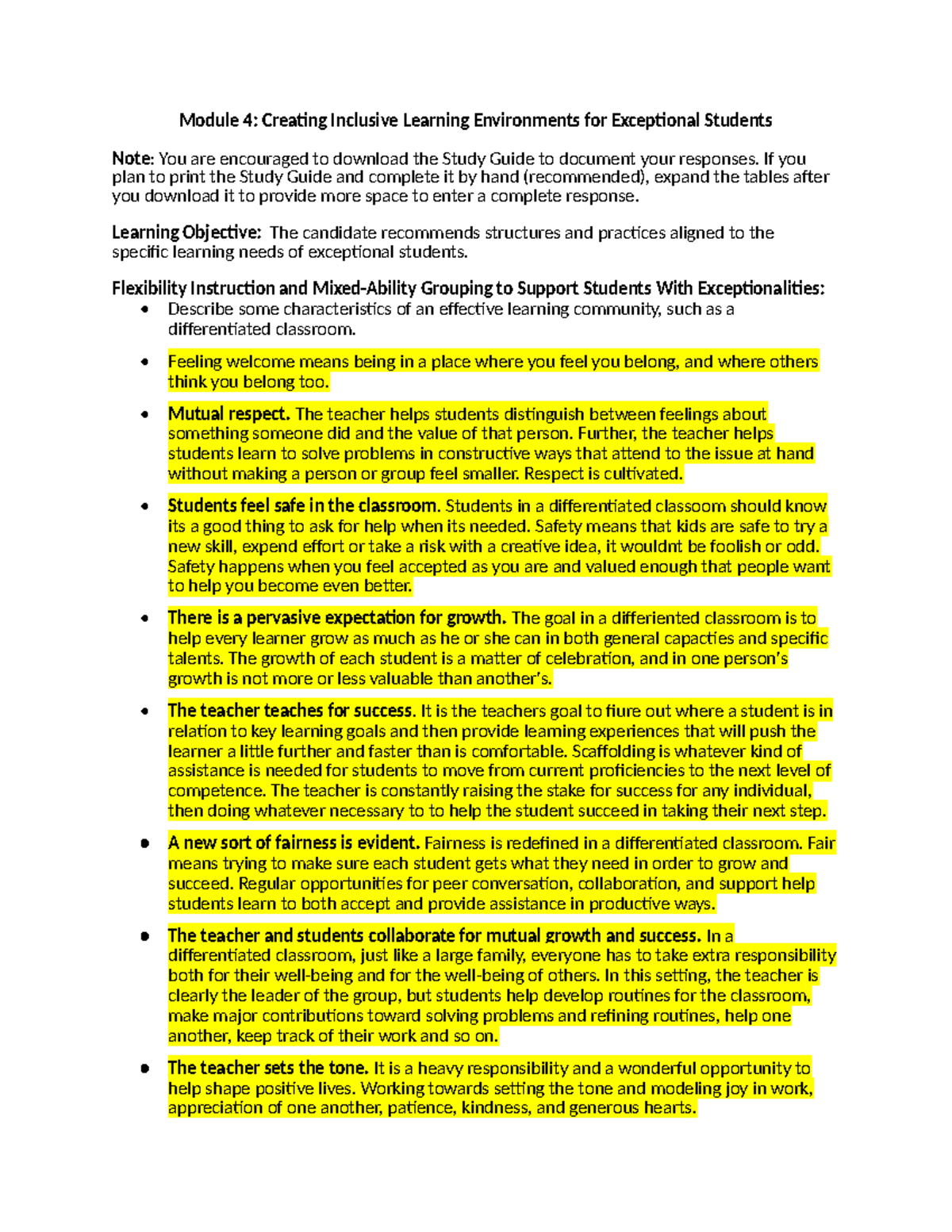 D096 Module 4 Study Guide: Creating Inclusive Learning Environments ...