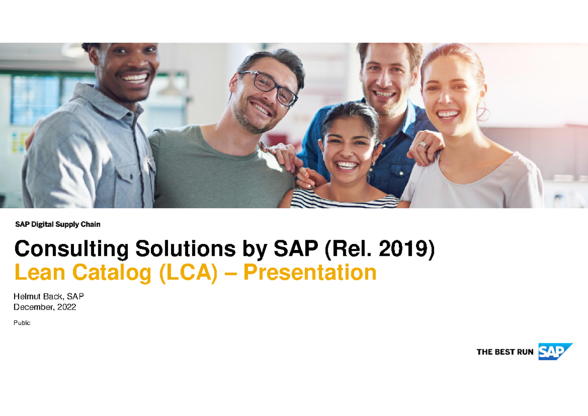Lean Catalog (LCA) - Consulting Solutions by SAP (Rel. 2019) Lean ...