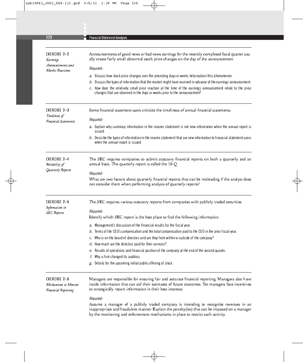 Financial Statement Analysis Exercises (Course Code: 3:39 PM) - Studocu