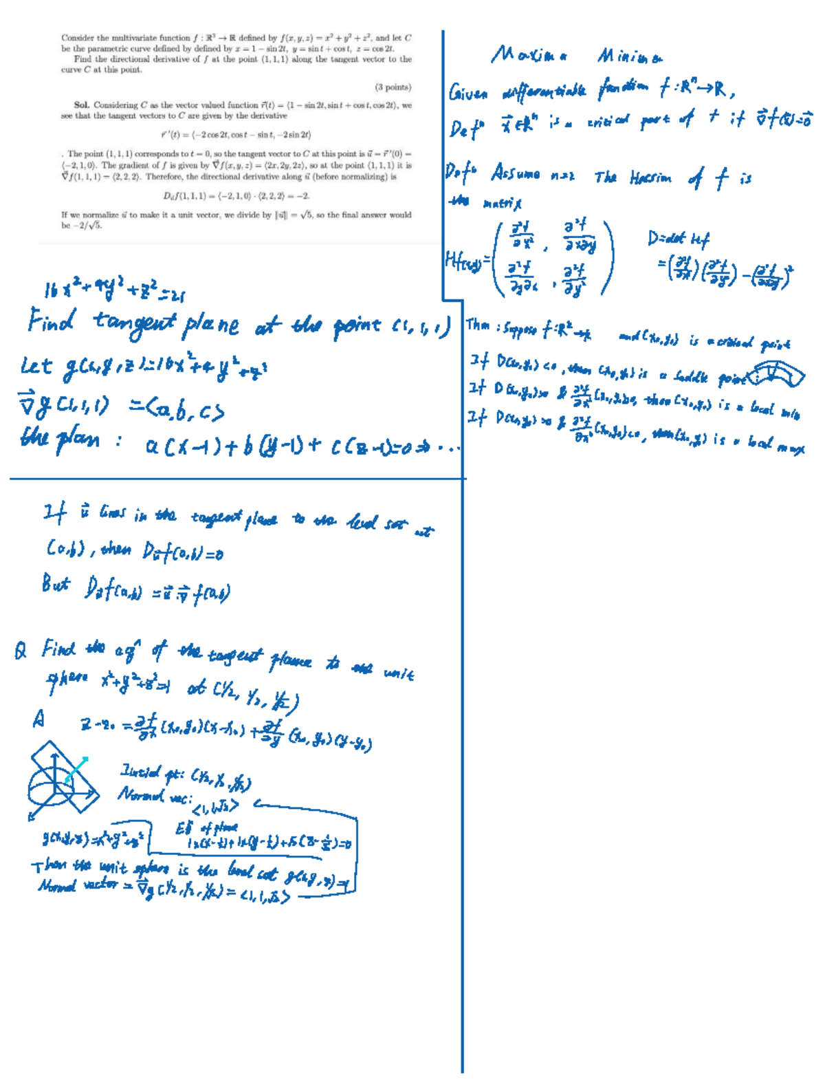 Calculus Notes: Critical Points and Tangent Planes (2025) - Studocu
