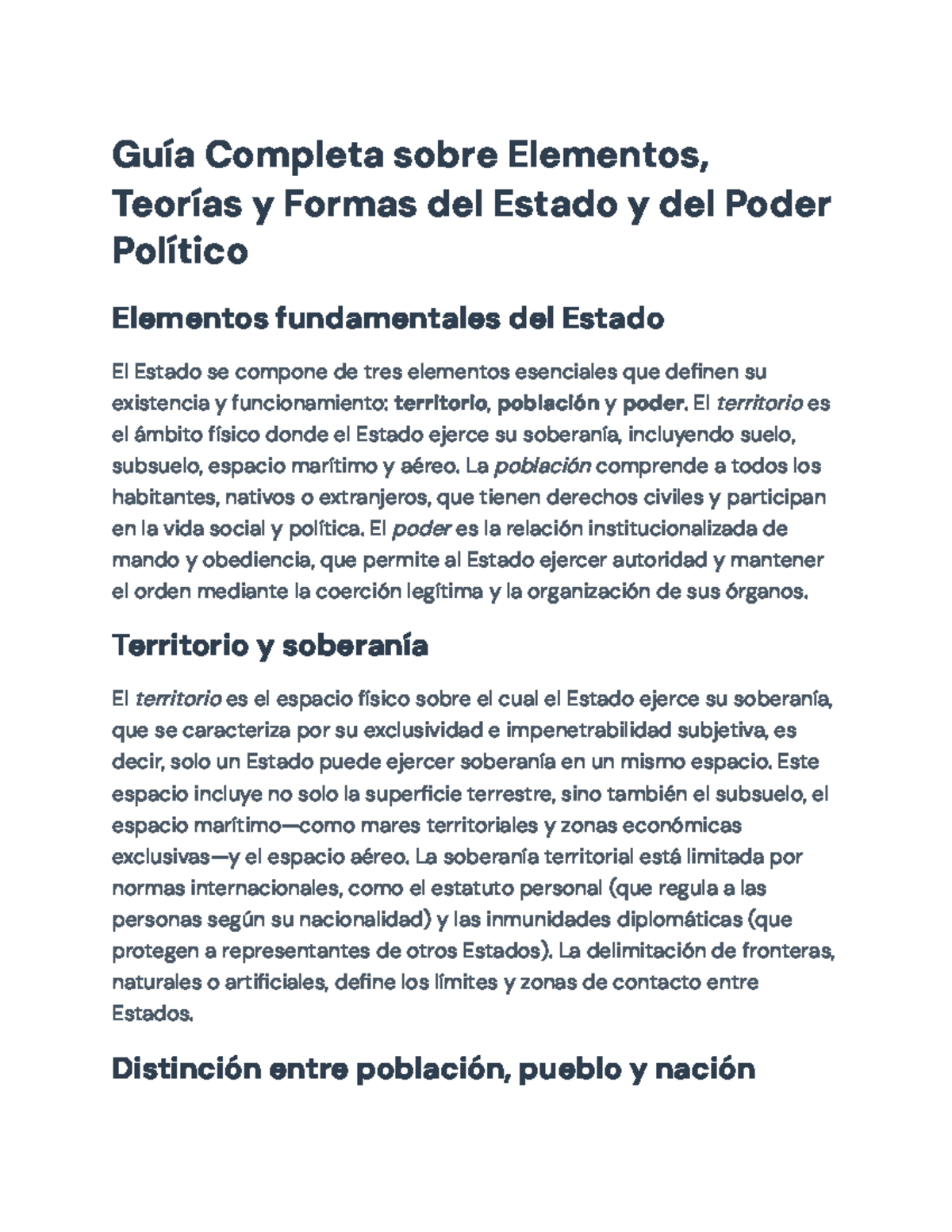 Guía Completa sobre Elementos y Teorías del Estado y Poder Político ...