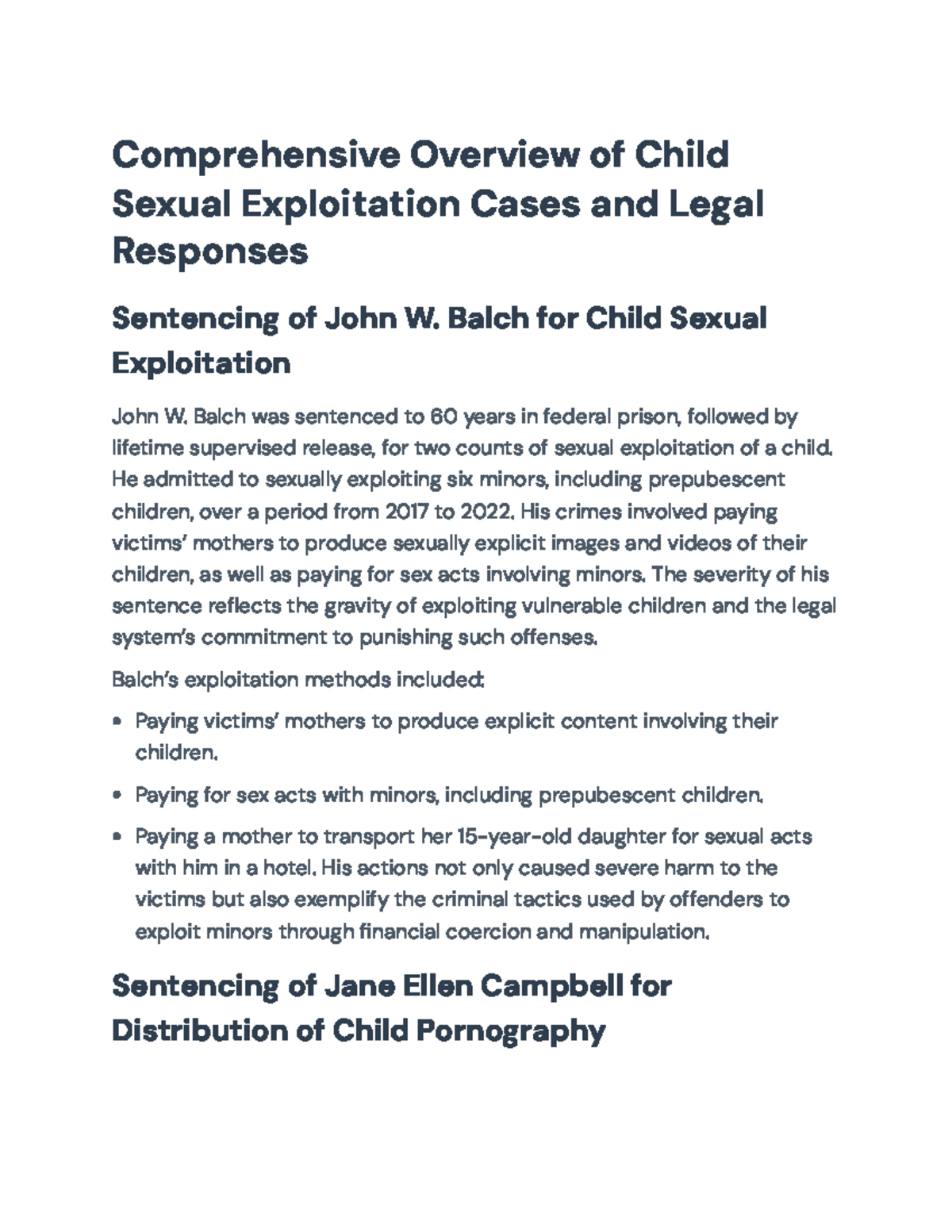 Child Exploitation Cases & Legal Responses: A Comprehensive Overview ...