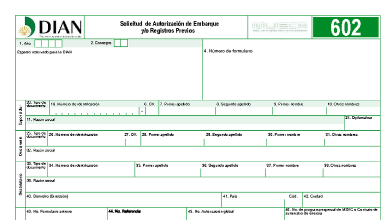 602 Solicitud de Autorización de Embarque - Registros Previos - Studocu