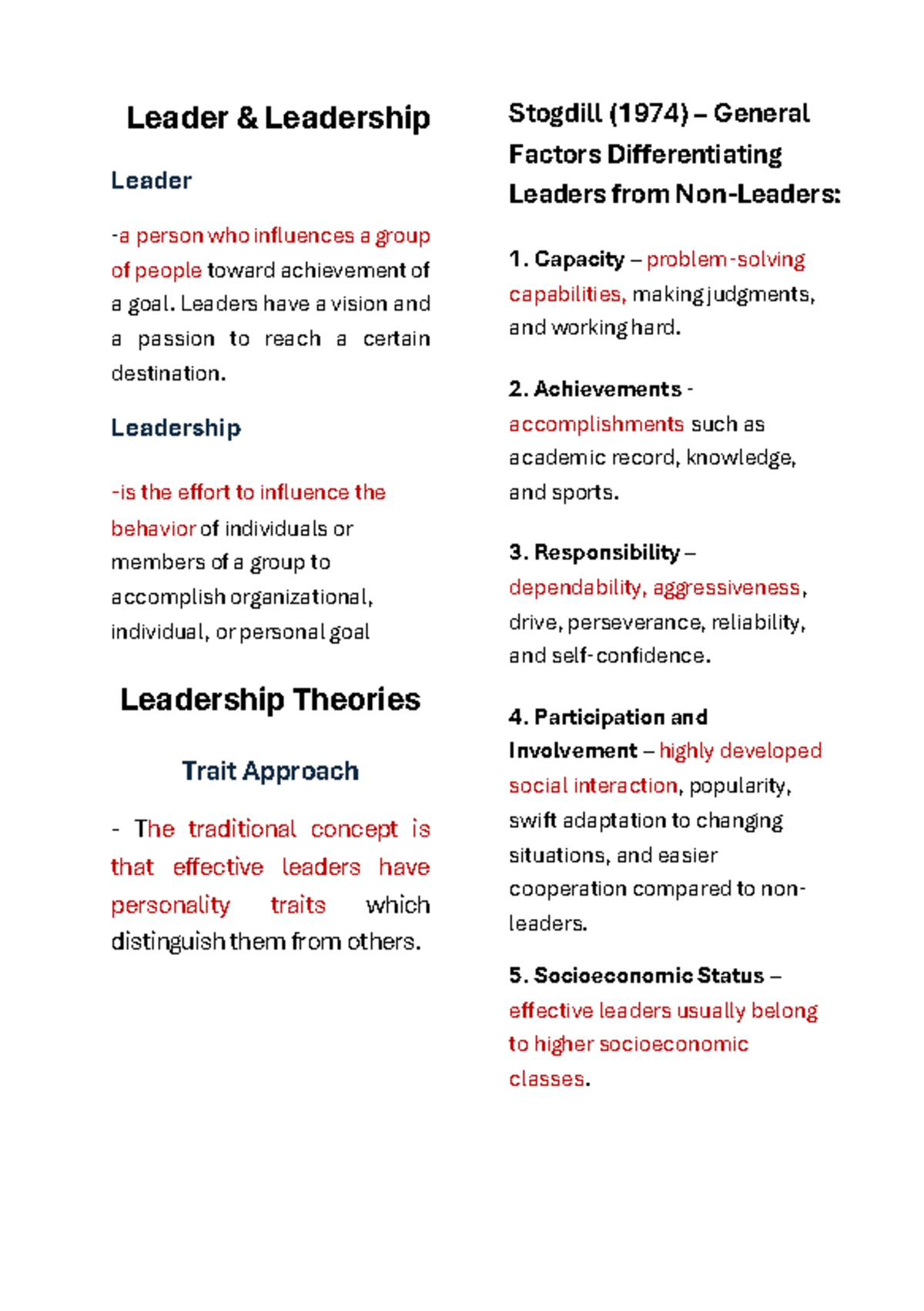 NSTP Leadership Theories and Influential Styles - Studocu