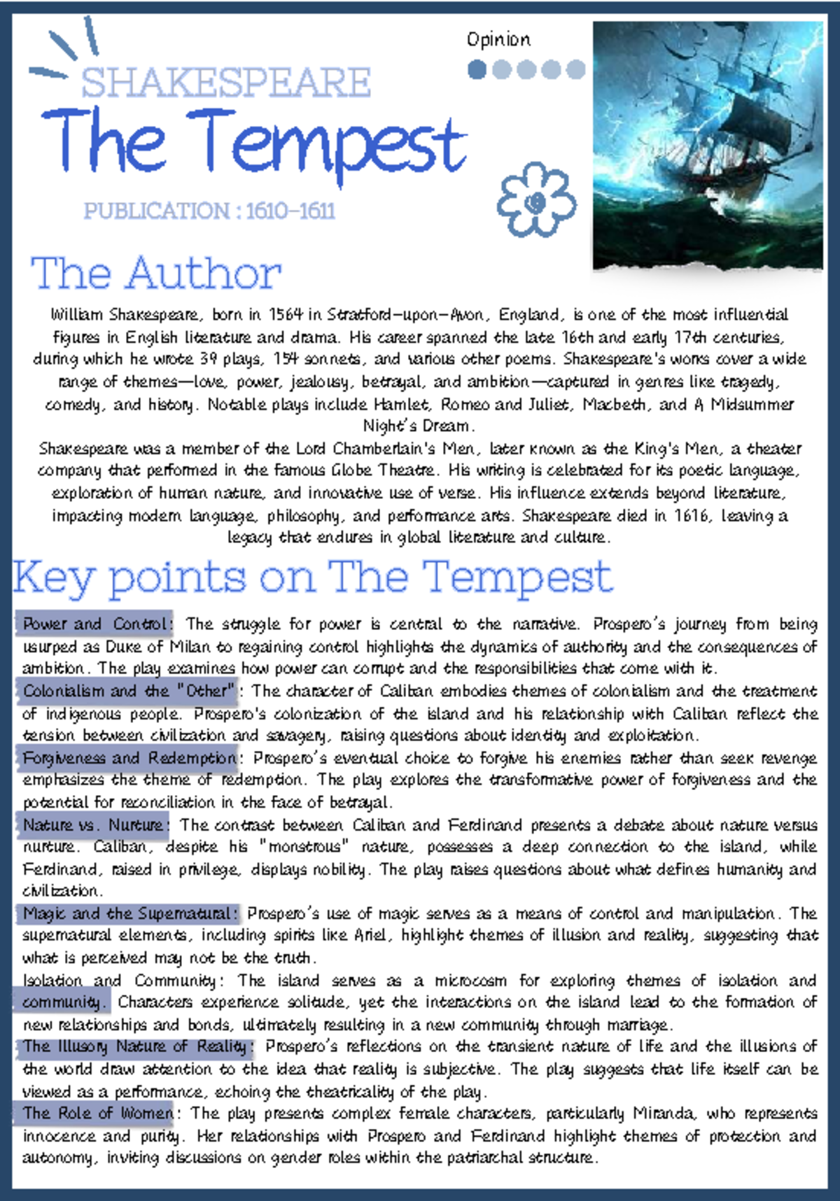 The Tempest (ENG 201) - Analyzing Power, Colonialism, and Magic - Studocu