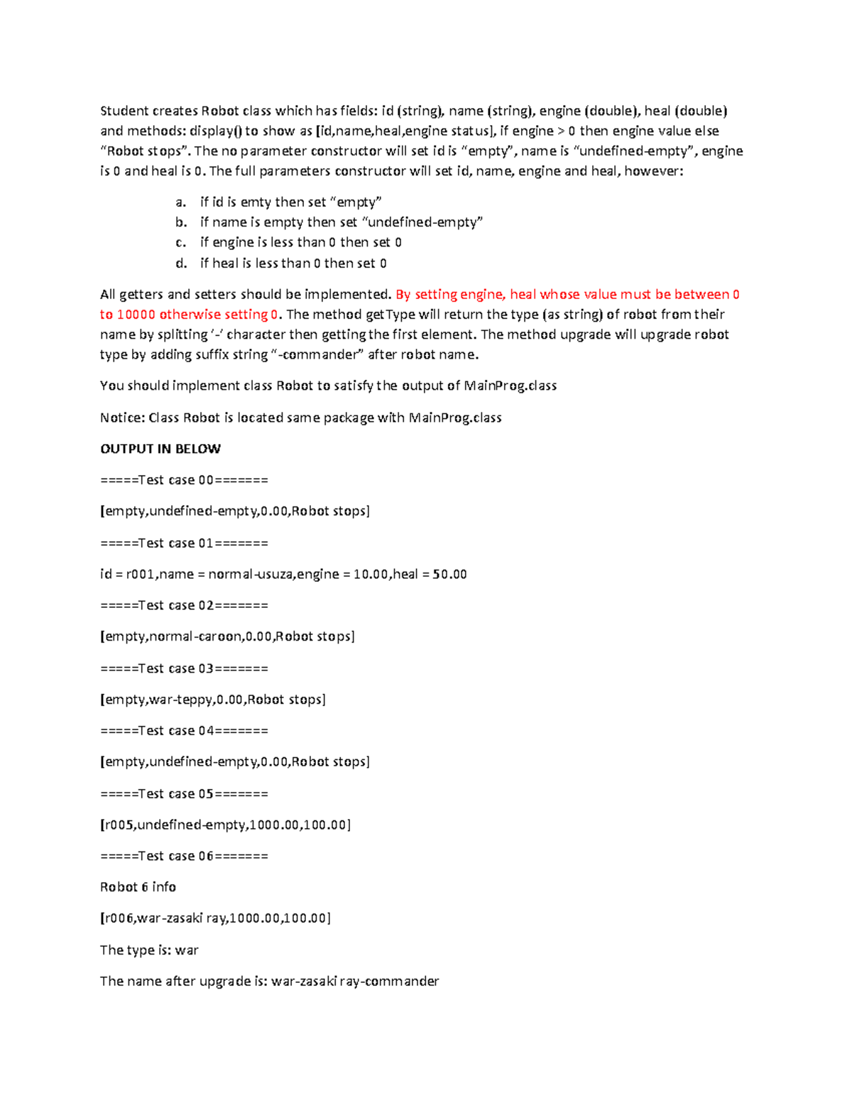 CS101: Demo Robot Class Implementation and Functionality - Studocu