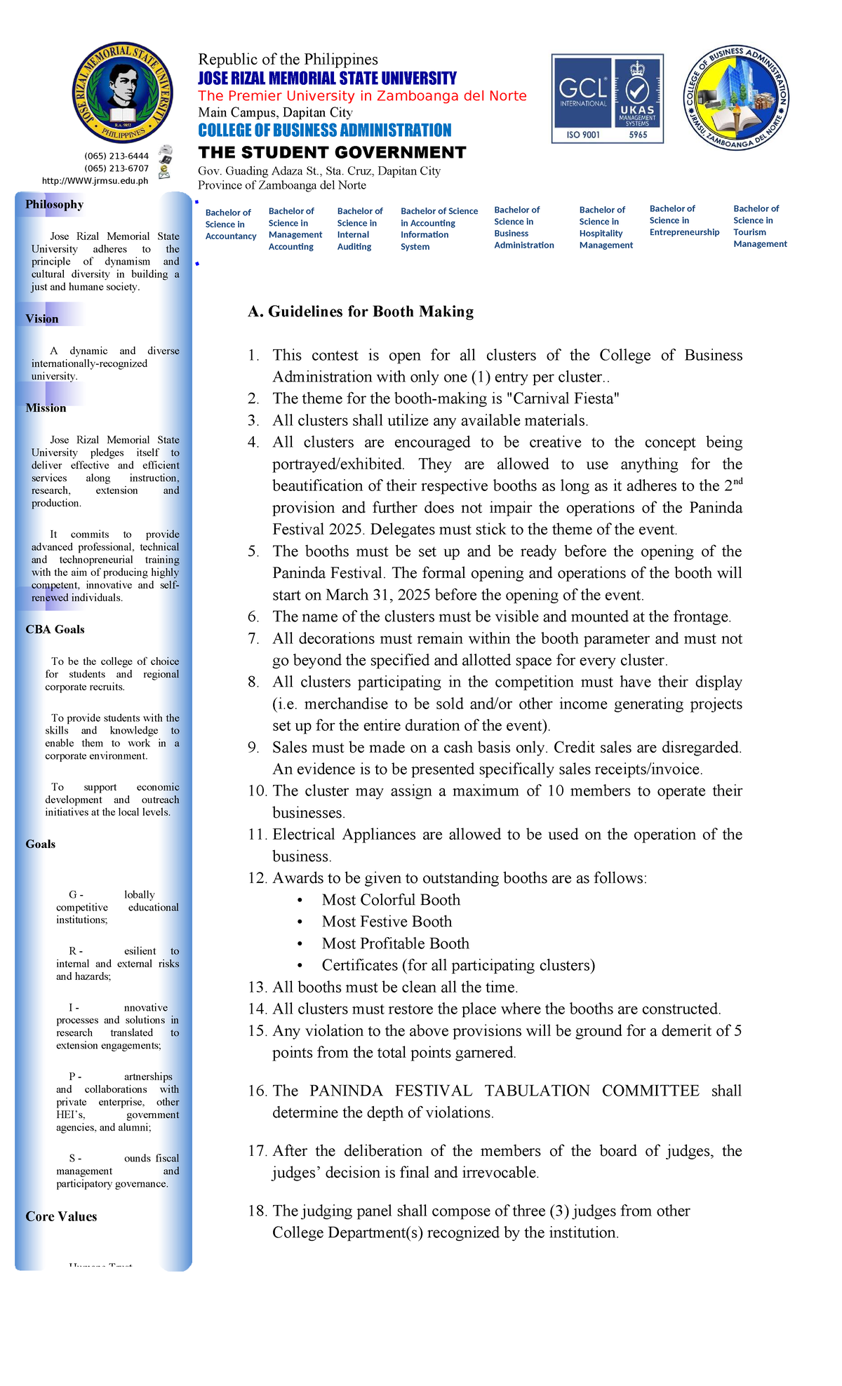 Booth Making Competition Guidelines for CBA - Paninda Festival 2025 ...