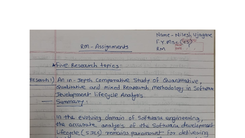 F.Y. M.Sc. RM Assignment: Comparative Study of Research Methodologies ...