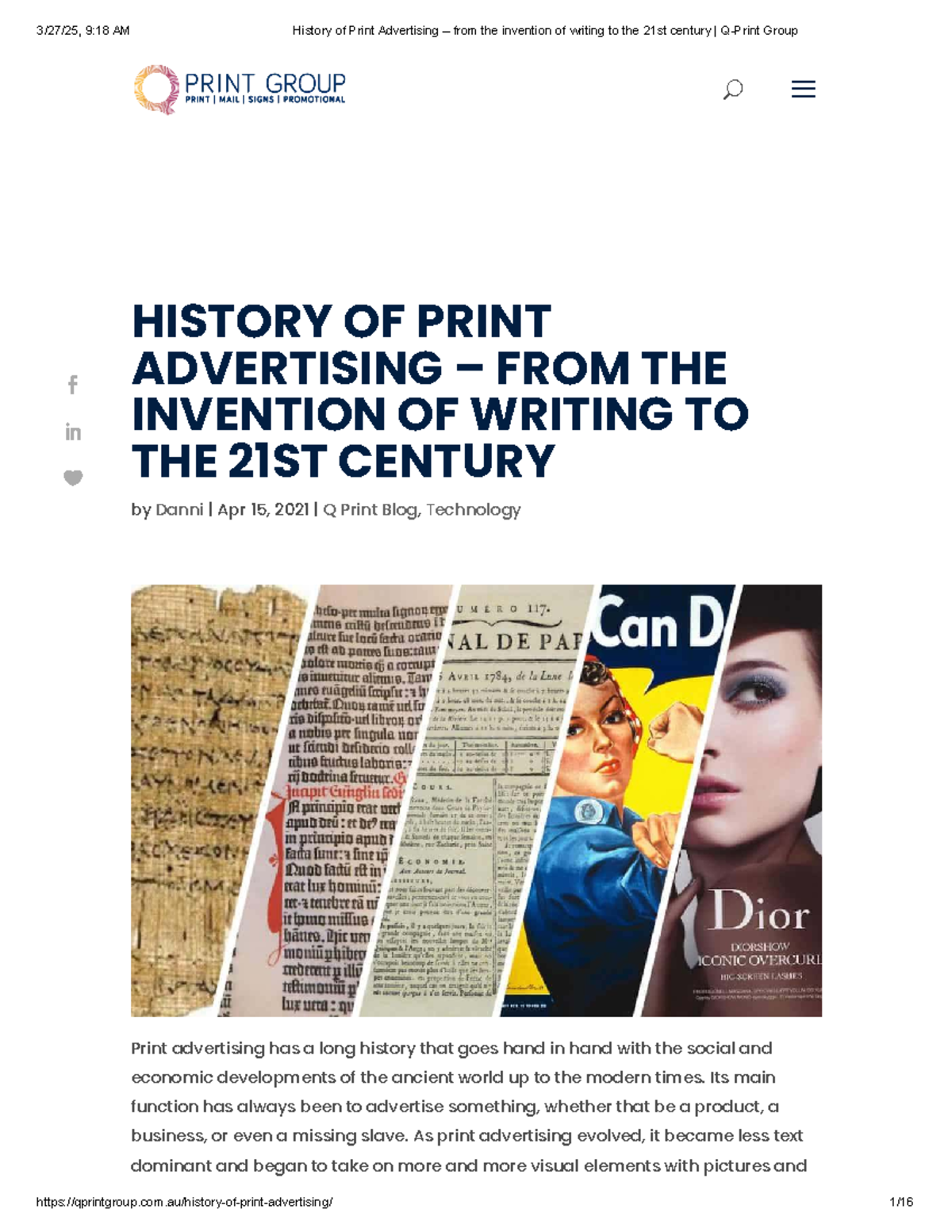 History of Print Advertising PDF - HISTORY OF PRINT ADVERTISING – FROM ...