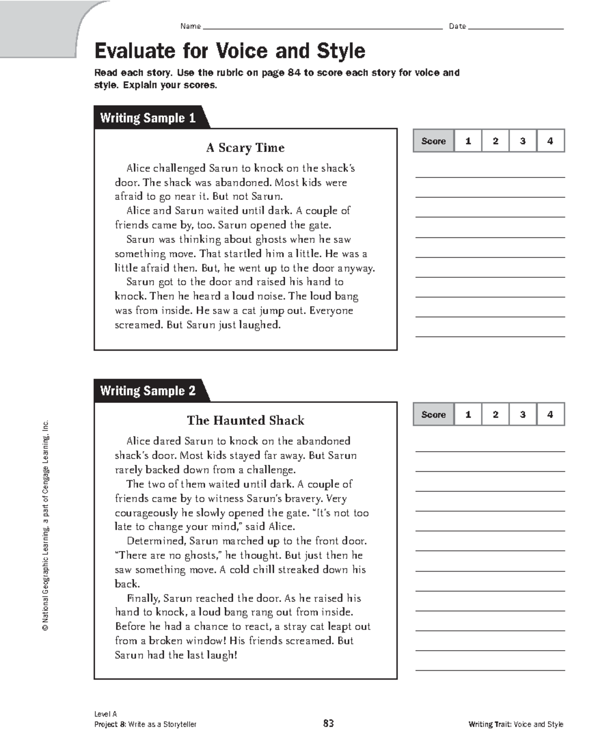 Writer's Workout: Evaluating Voice & Style - Project 8 (p83-84) - Studocu