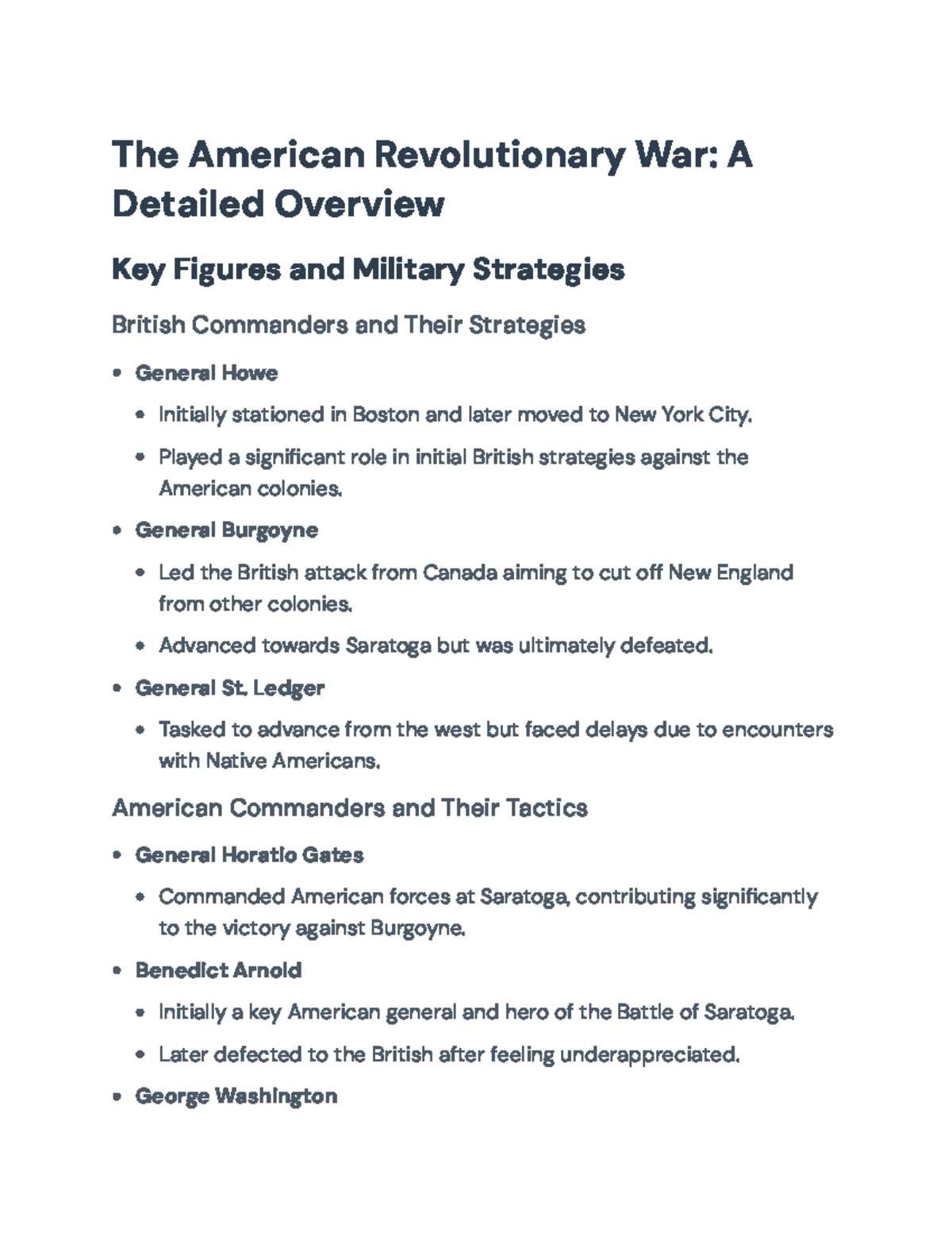 The American Revolutionary War: Strategies, Key Figures & Outcomes ...