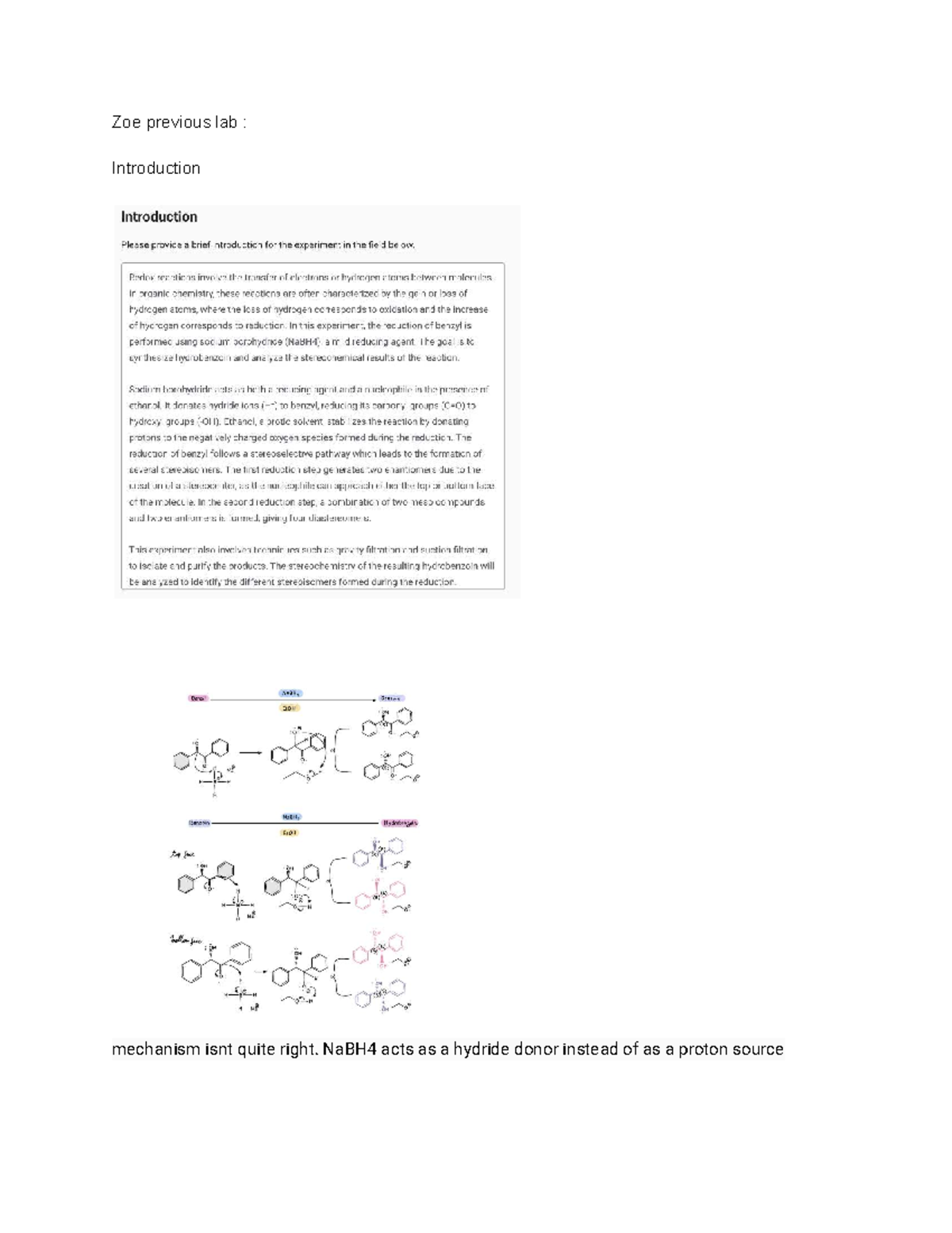 Lab 4 - Synthesis and Analysis of Hydrobenzoin from Benzil Using NaBH₄ ...