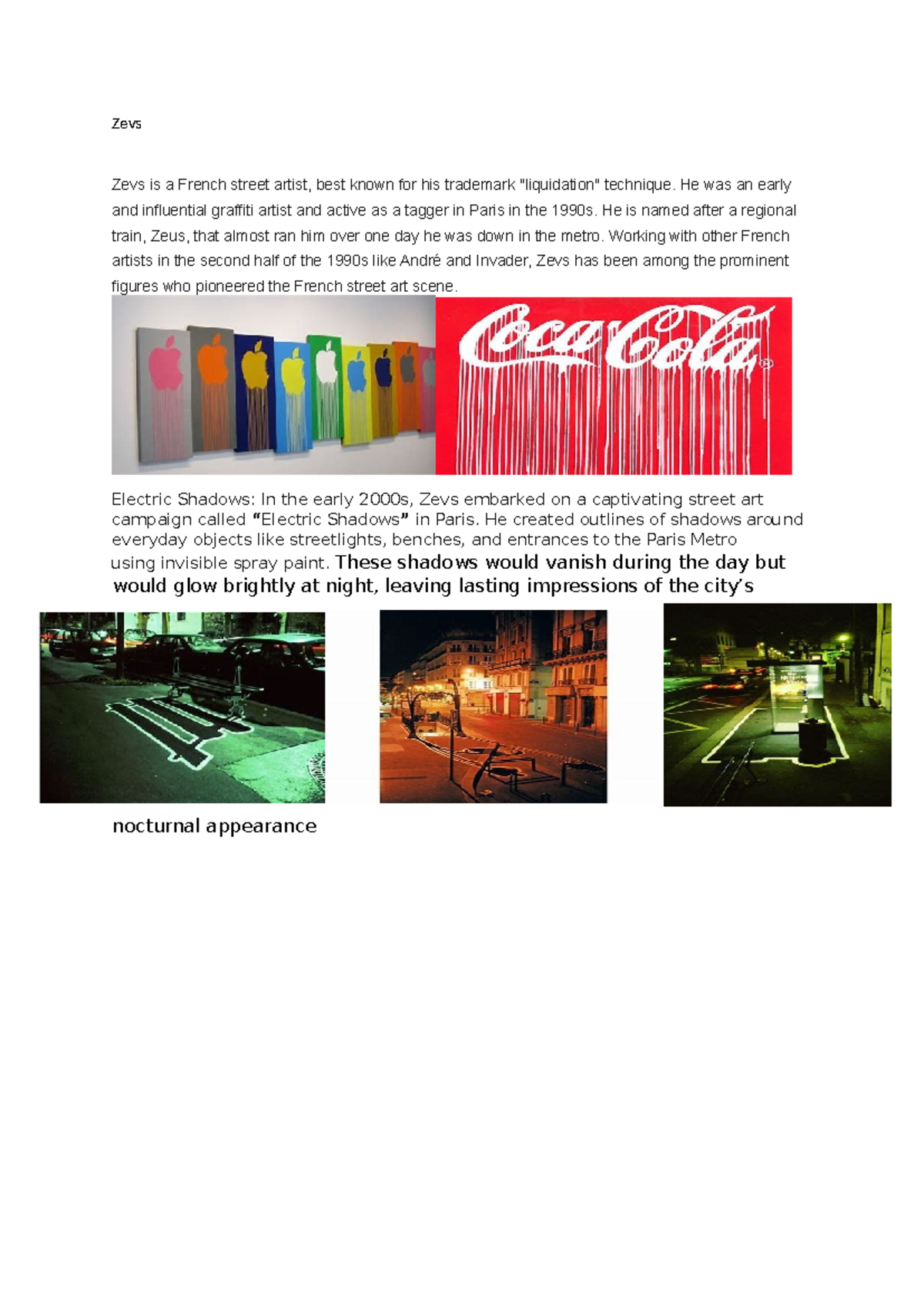 Zevs: The Pioneer of French Street Art and His Electric Shadows - Studocu