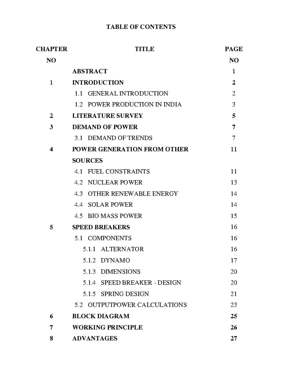Power Production in India: Table of Contents Overview - Studocu