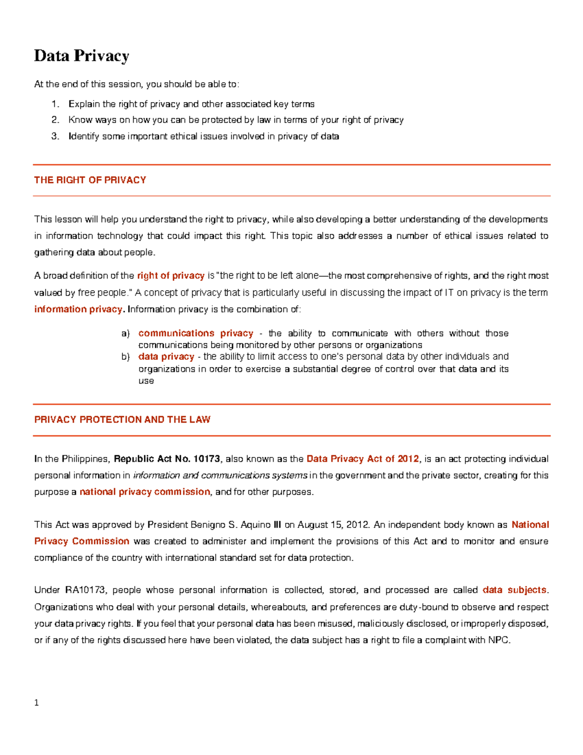 DAY 23 - Data Privacy Lesson: Understanding Your Rights and Protections - Studocu