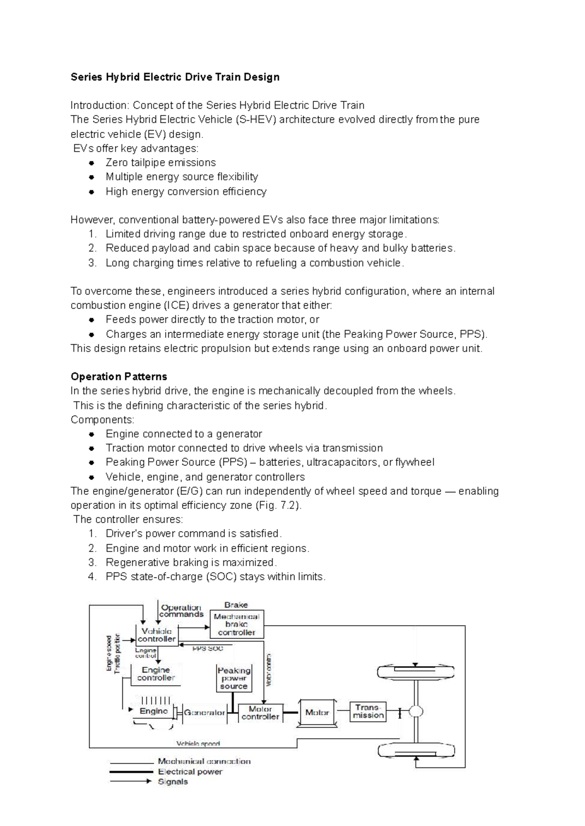 Series Hybrid Electric Drive Train Design Overview: Concepts & Modes ...