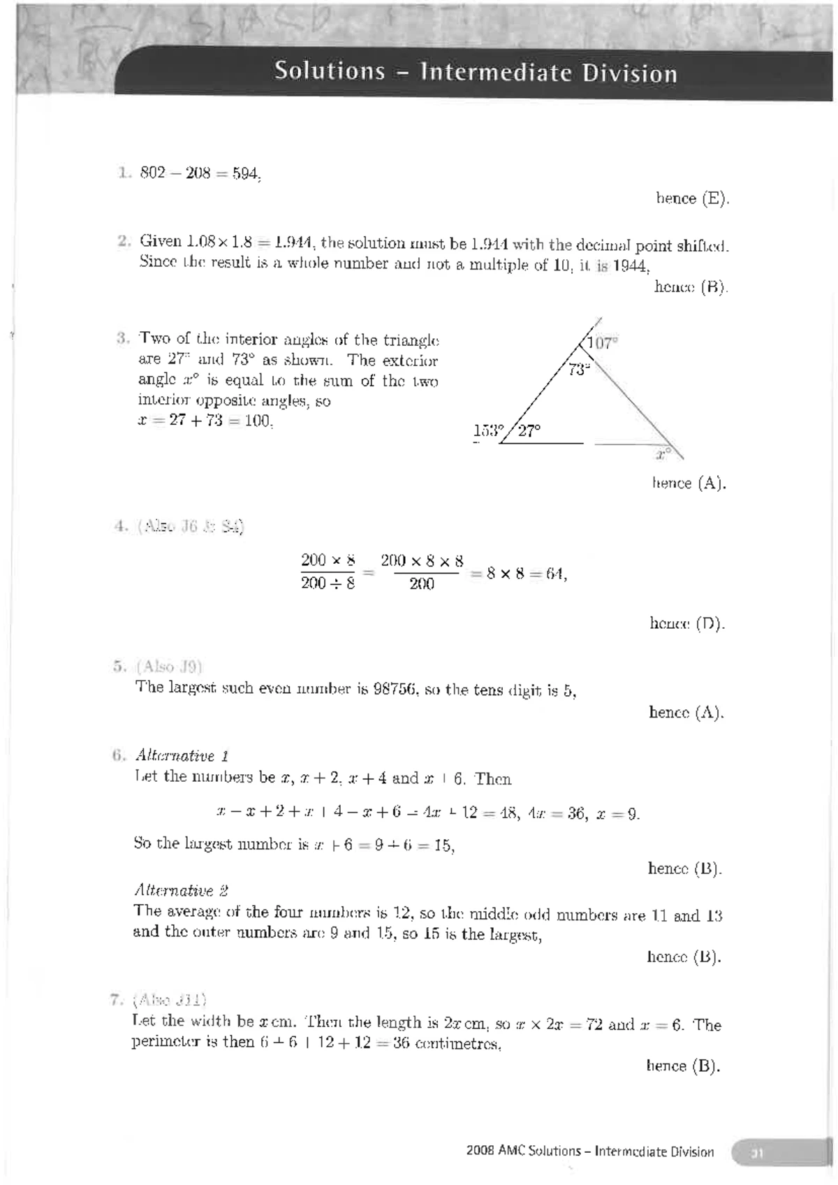 2016 AMC Intermediate Questions - Practice Problems and Solutions - Studocu
