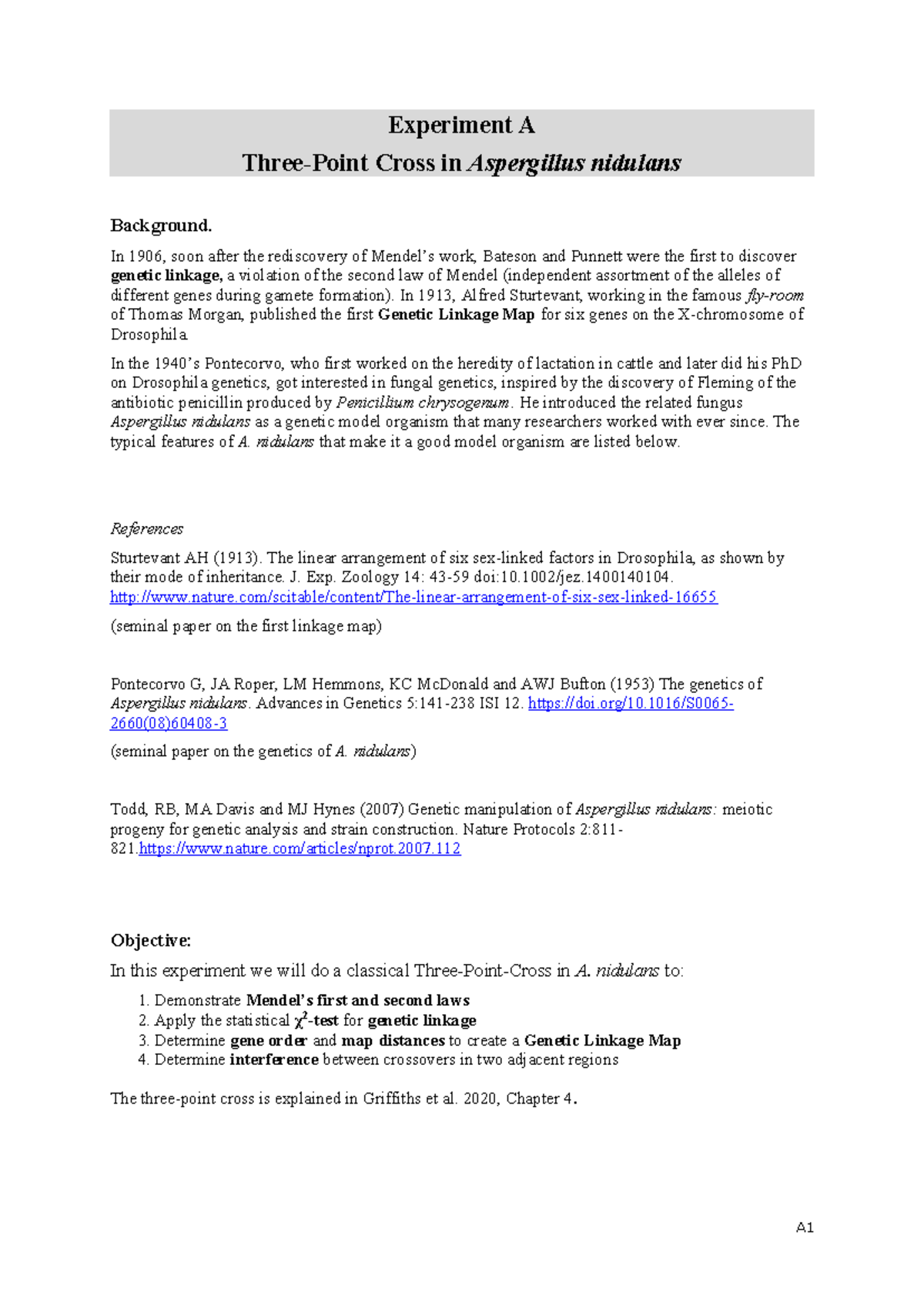 Three-Point Cross Genetics in A. nidulans - Experiment A 2023 Analysis ...