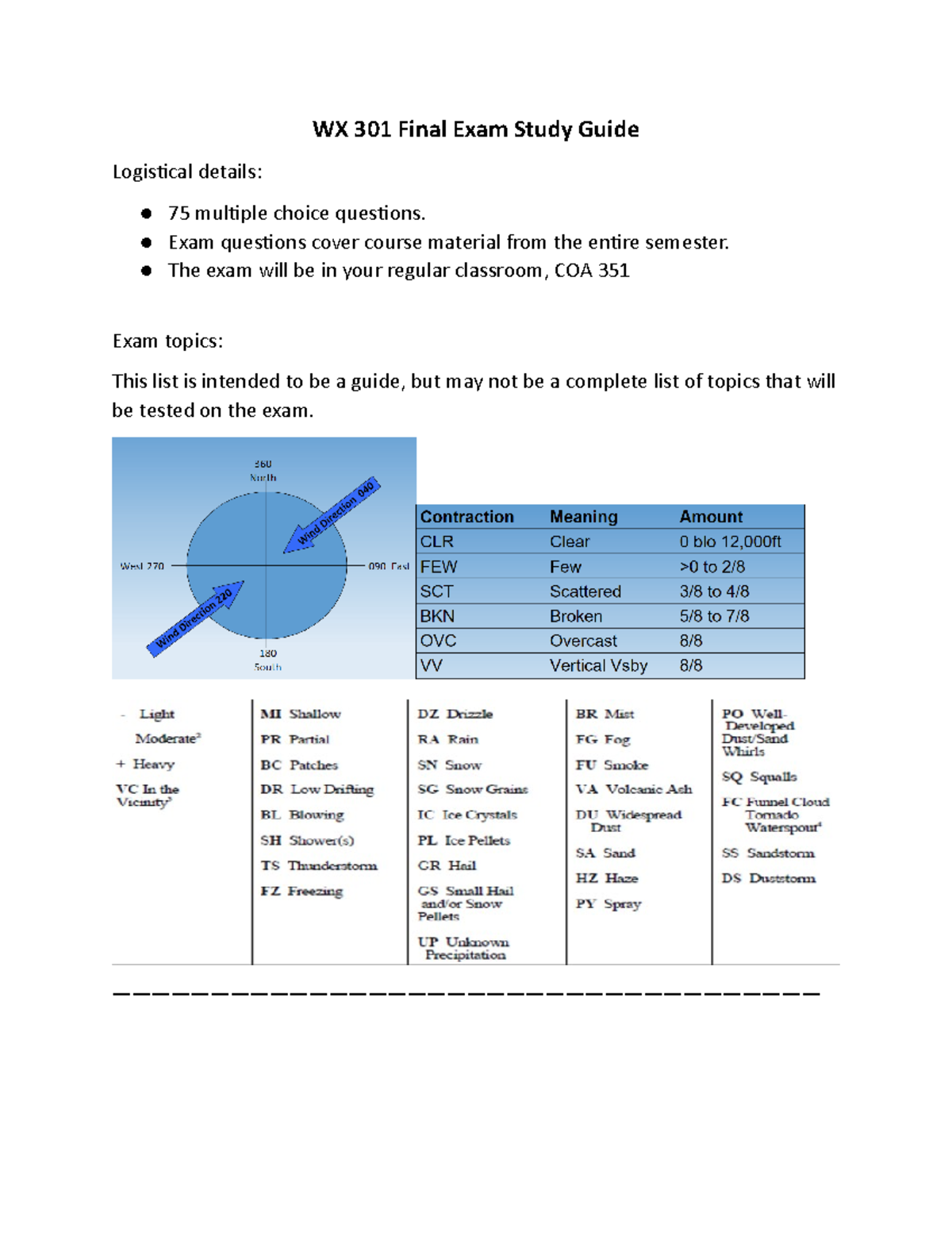 WX301 FA22 Final Exam Comprehensive Study Guide - Studocu