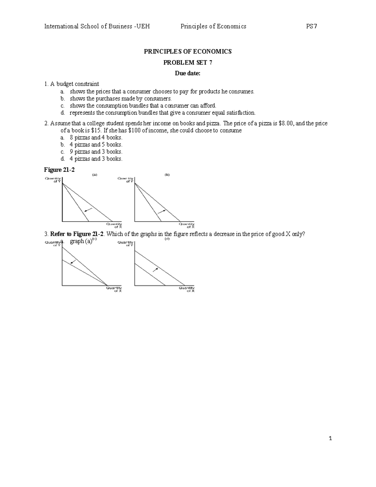 Principles of Economics PS7 Problem Set Analysis and Solutions - Studocu