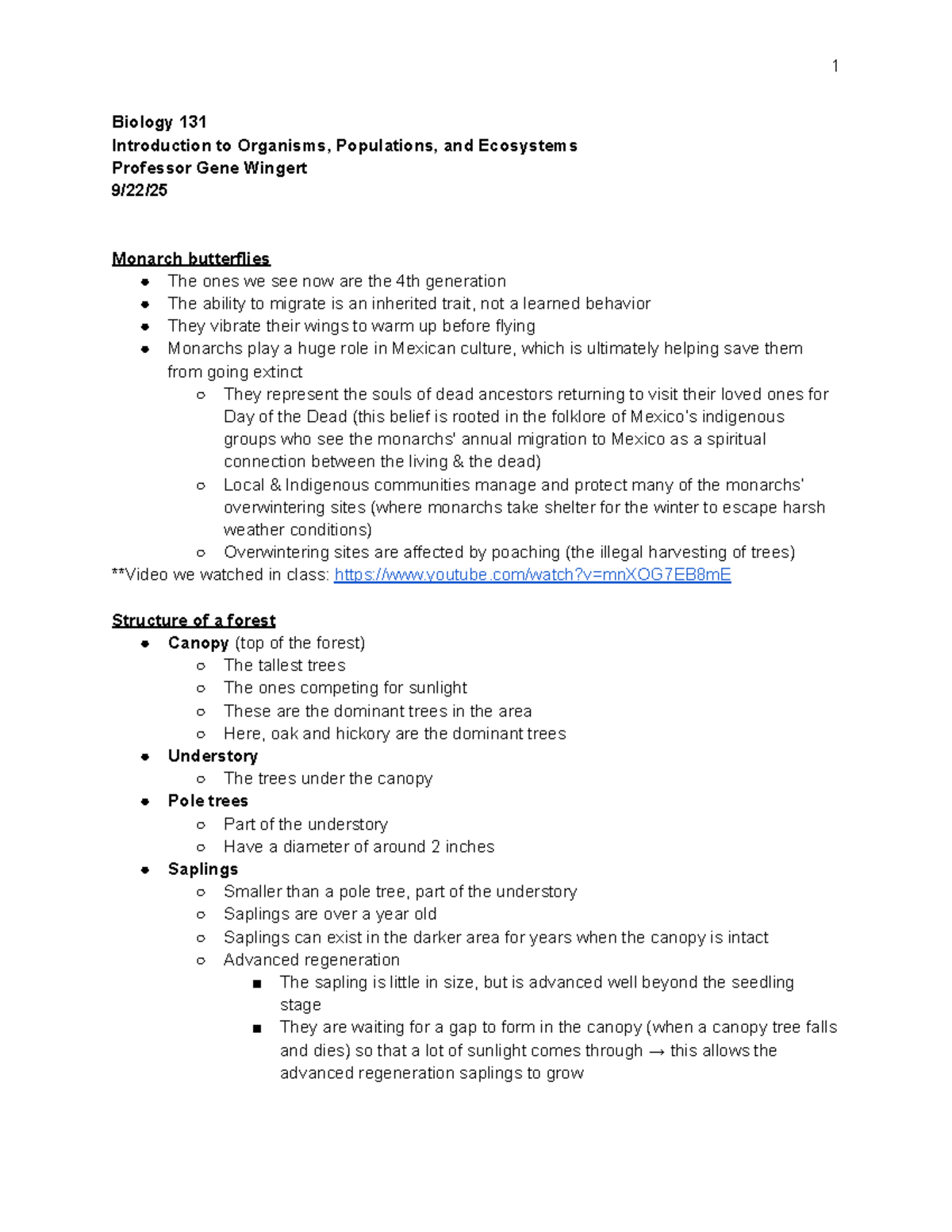 Biology 131 Final Exam Notes: Organisms, Populations & Ecosystems - Studocu