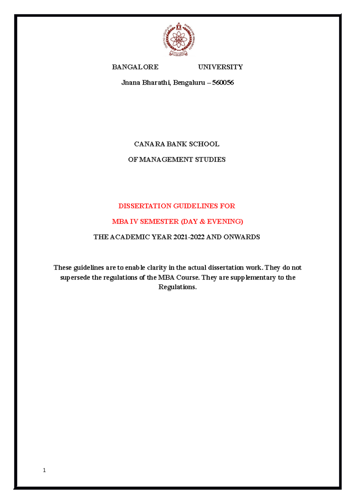 BU-MBA-Sem4 Dissertation Guidelines for 2021-2022 and Onwards - Studocu