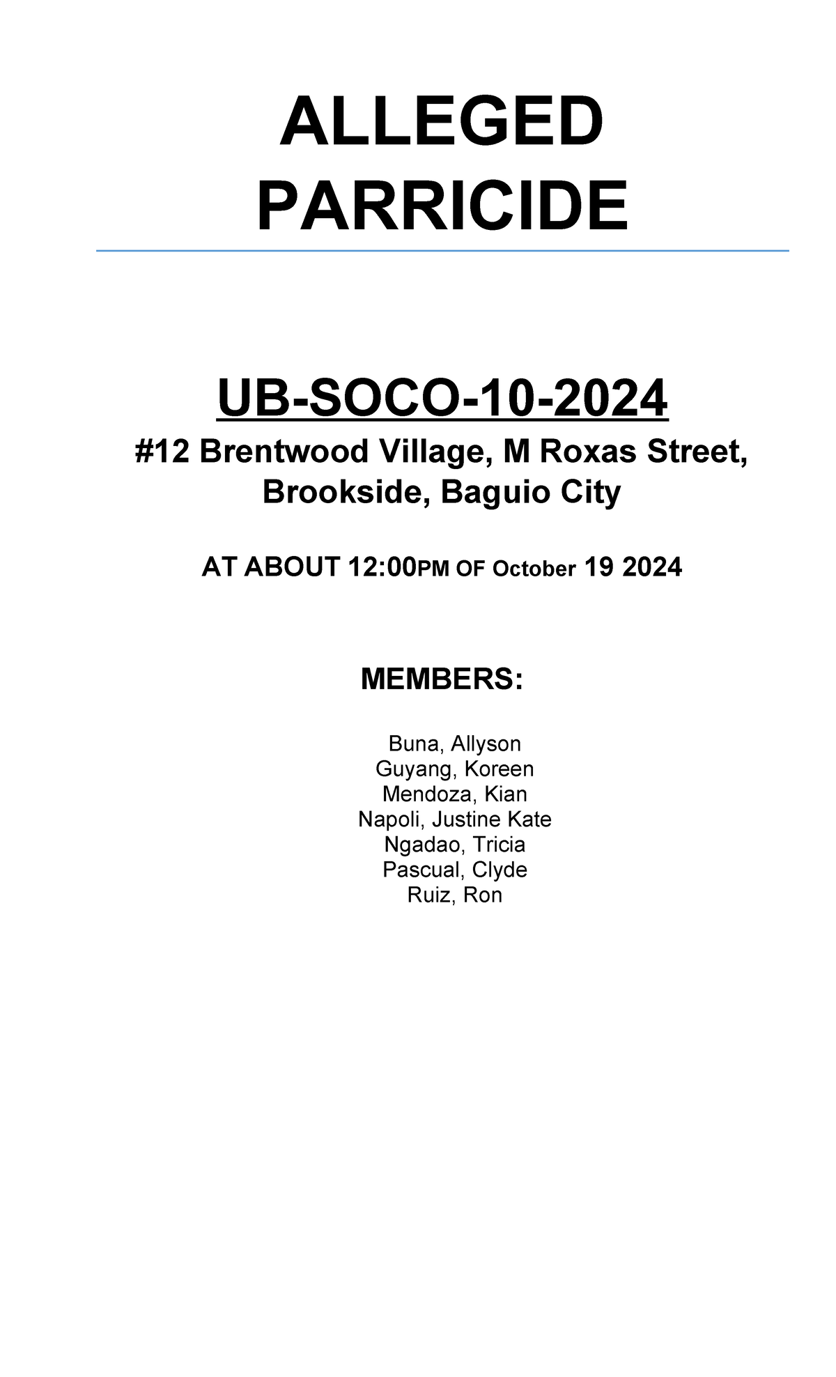 SOCO Report on Alleged Parricide - UB-SOCO-10- - Studocu