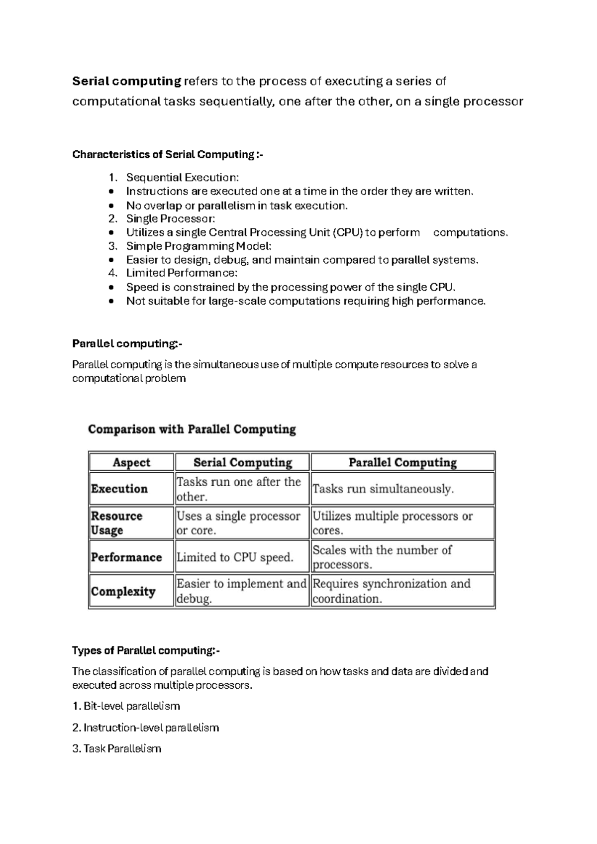 Test1 - Notes on Serial and Parallel Computing Concepts - Studocu