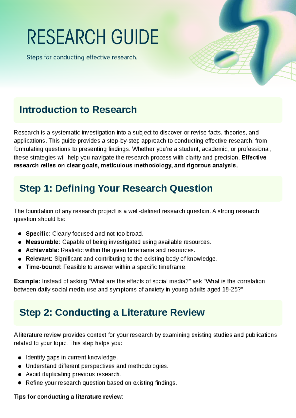Business Research Guide: Steps for Conducting Effective Research - Studocu