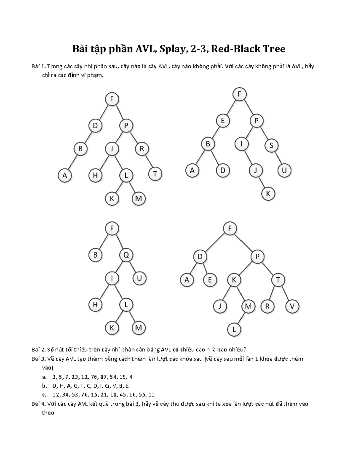 Cấu trúc Dữ Liệu và Giải Thuật: Bài Tập AVL, Splay, Tree - Chương 4.3 ...