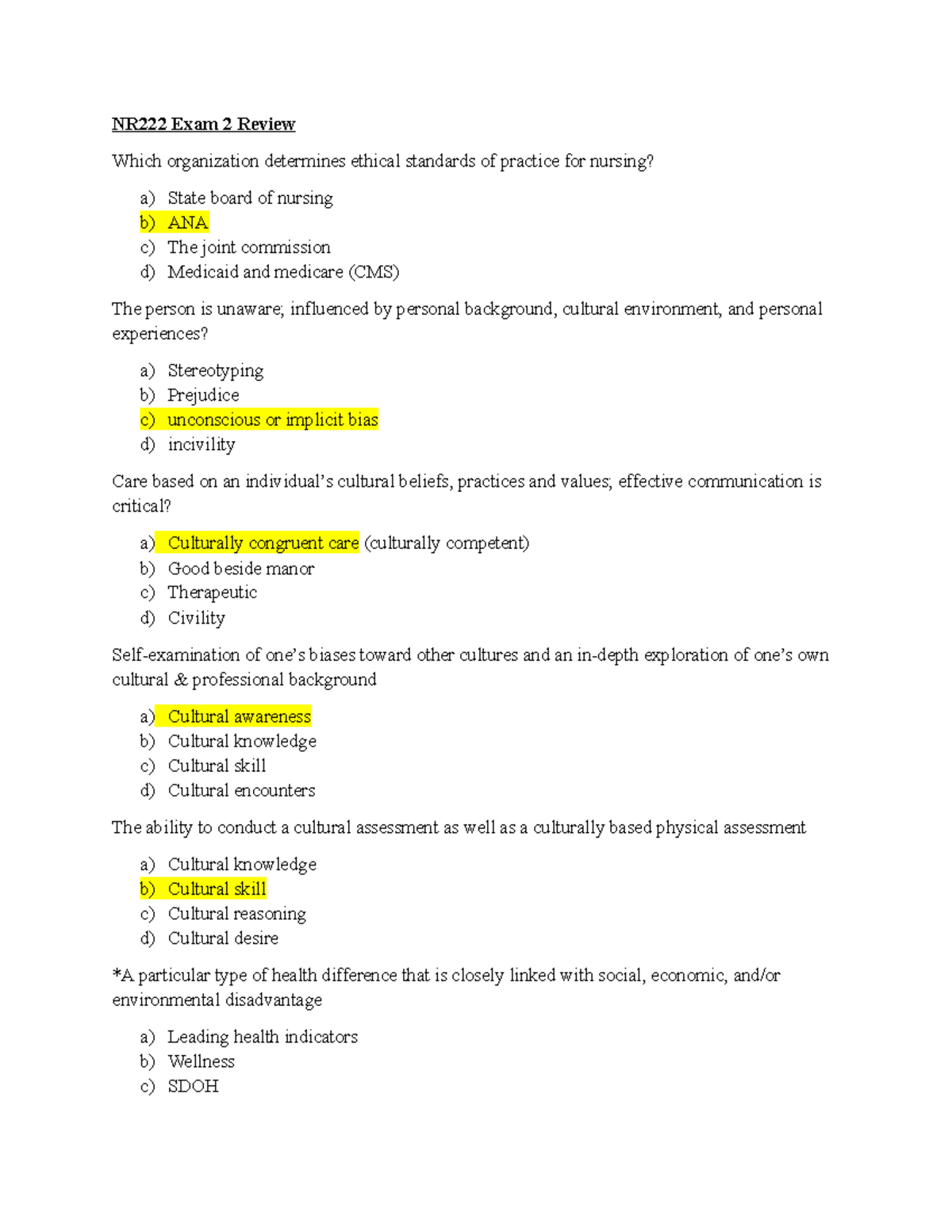 NR222 Exam 2 Review: Key Concepts in Nursing Ethics and Care - Studocu