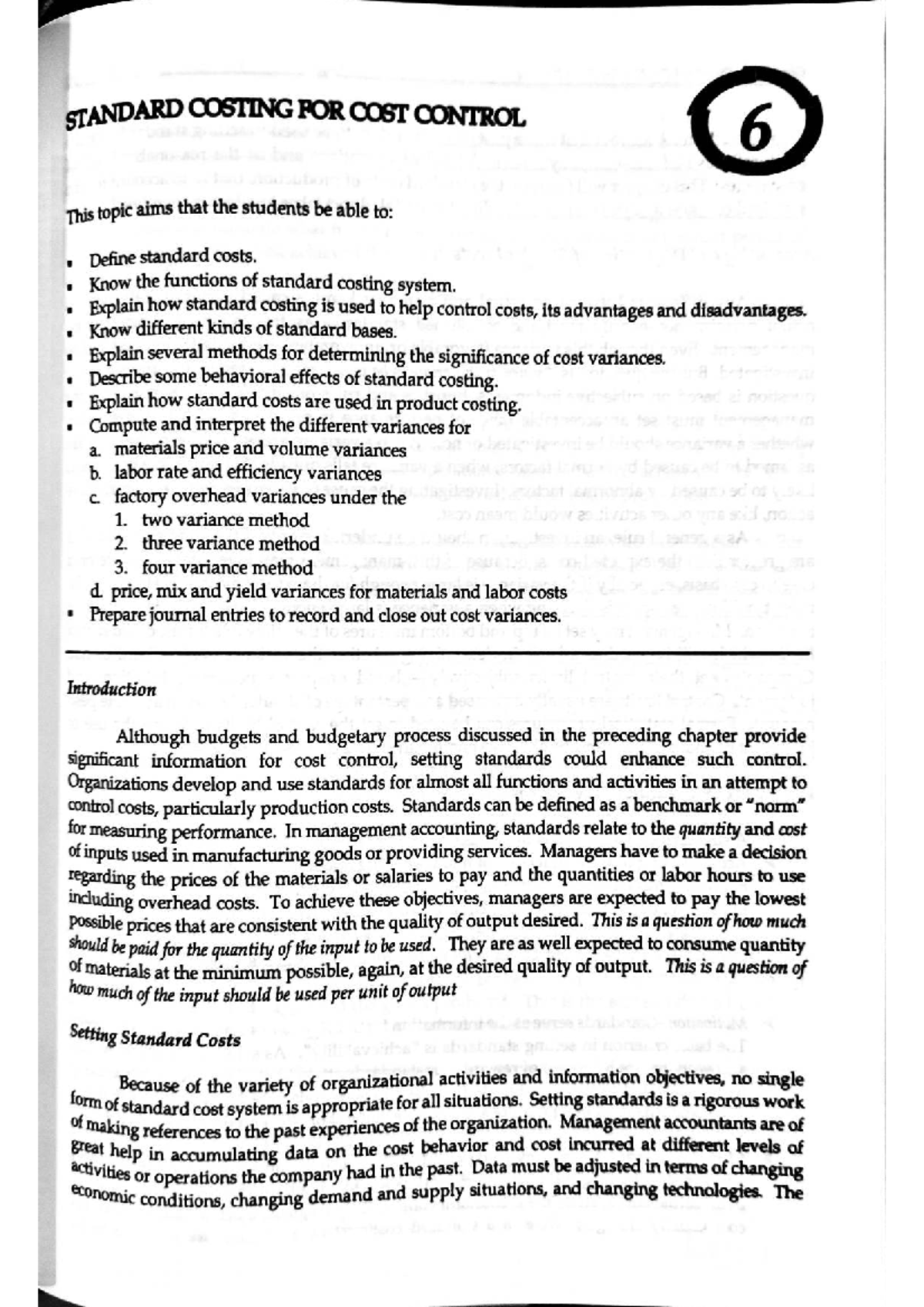 Strat 6 - Standard Costing for Cost Control Notes - Studocu