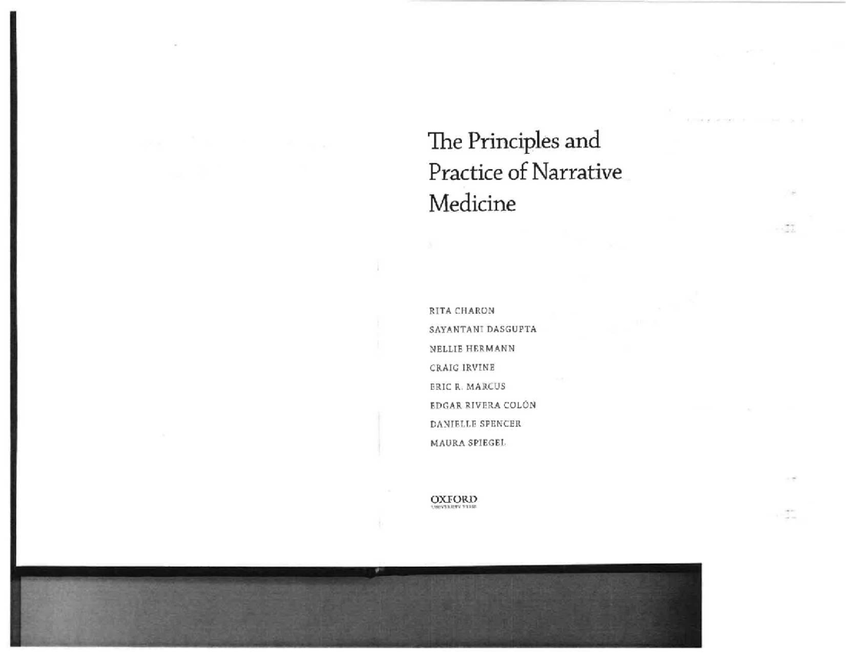 The Principles and Practice of Narrative Medicine (Final Exam) - The ...