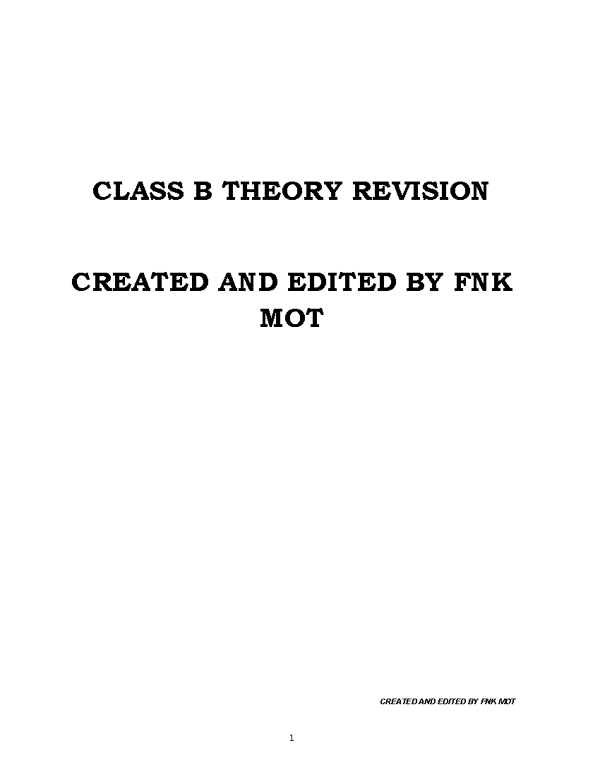 Class B Theory Revision Notes: Key Concepts and Driving Rules - Studocu