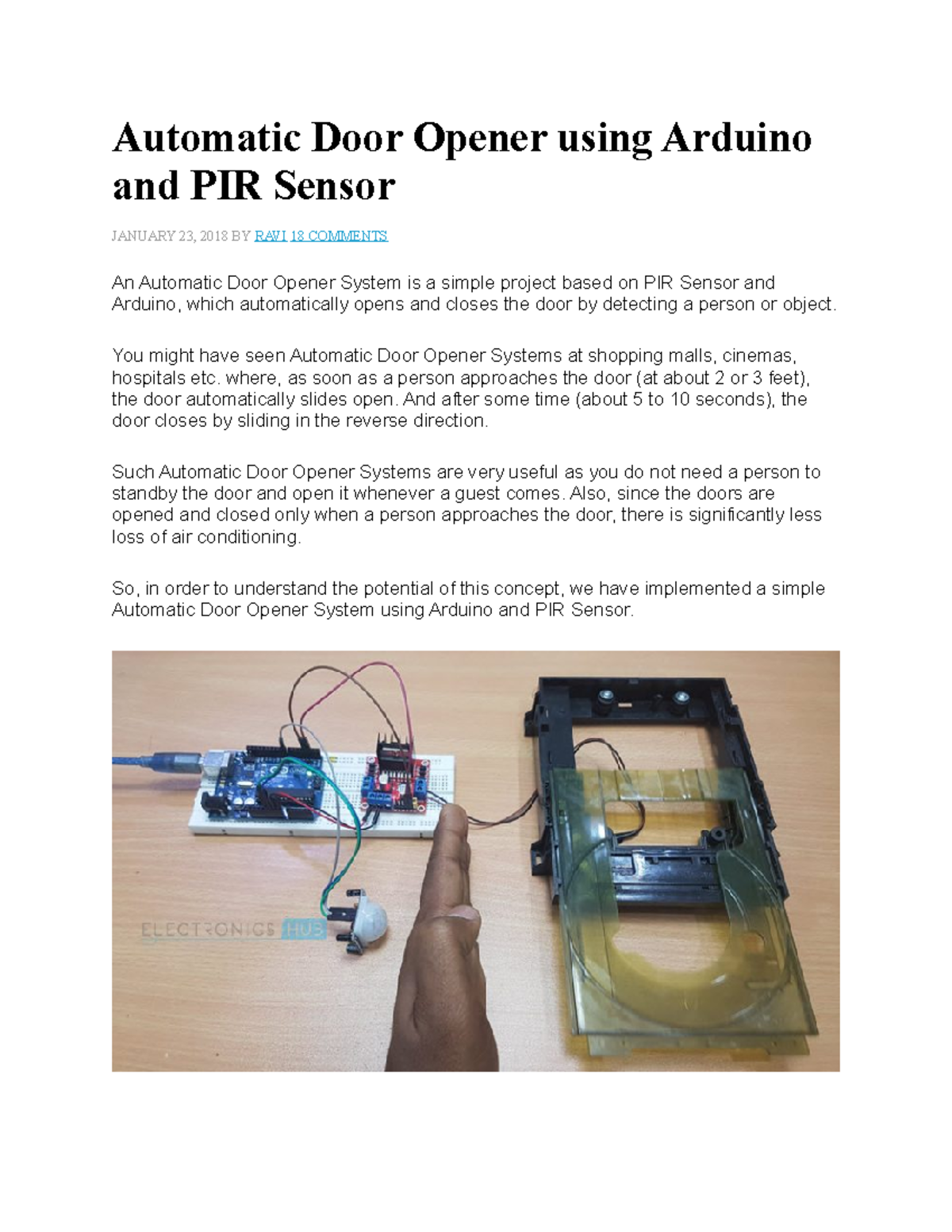 Final Project for ELCT301: Arduino-Based Automatic Door Opener - Studocu