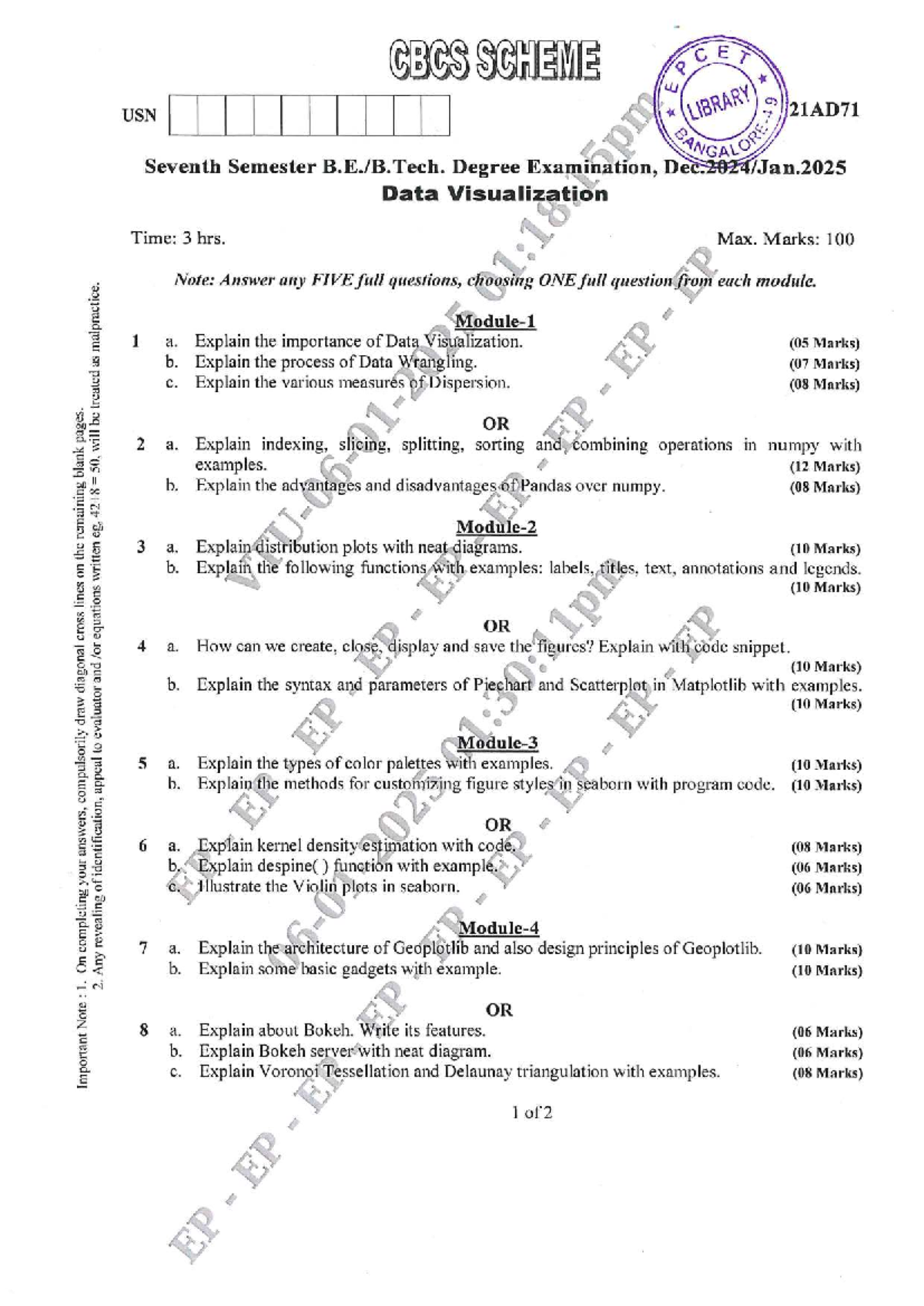 21AD71 - Data Visualization Exam Notes for 7th Semester - Studocu