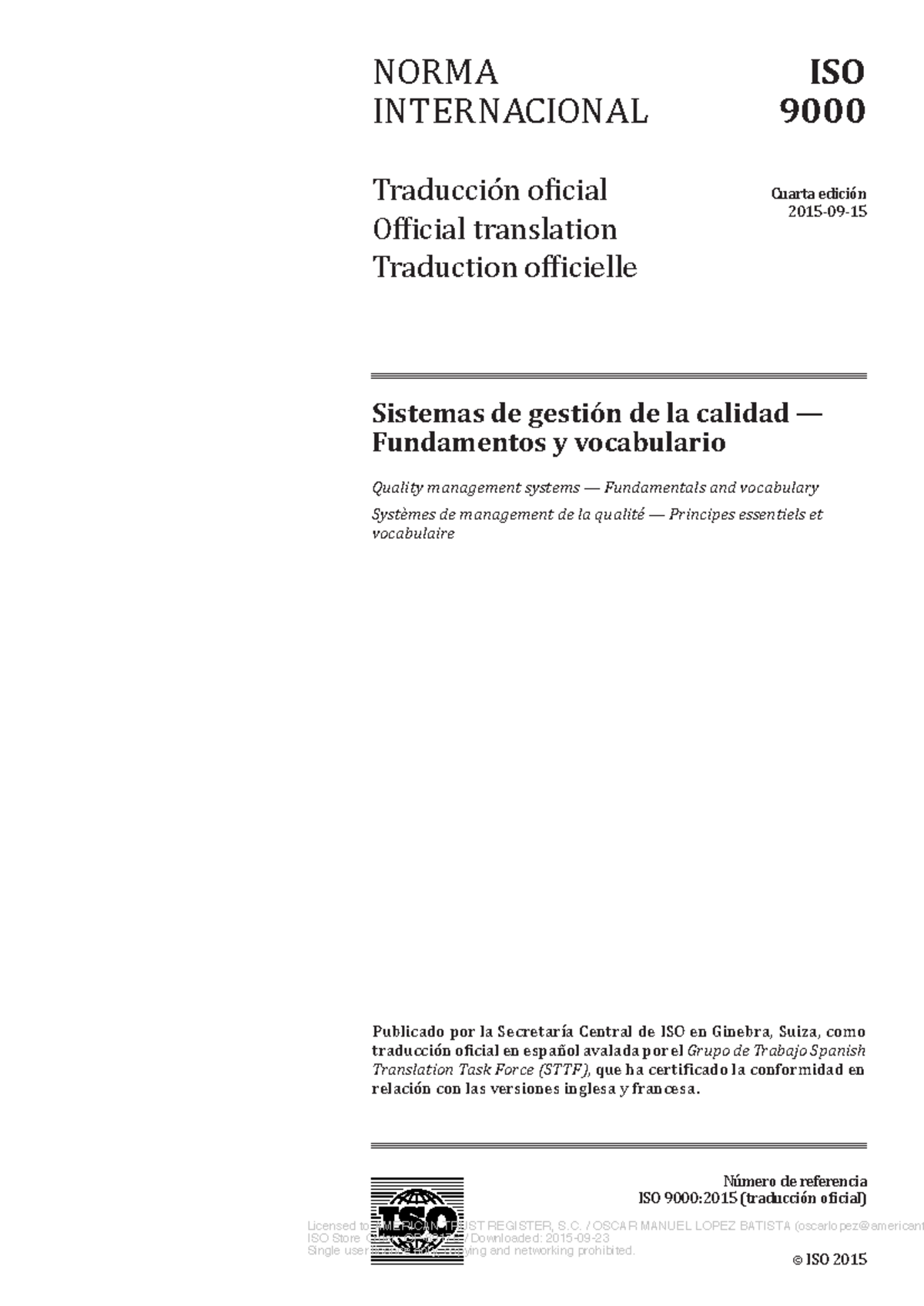ISO 9000:2015 - Fundamentos y vocabulario del SGC (es) - Traducción ...