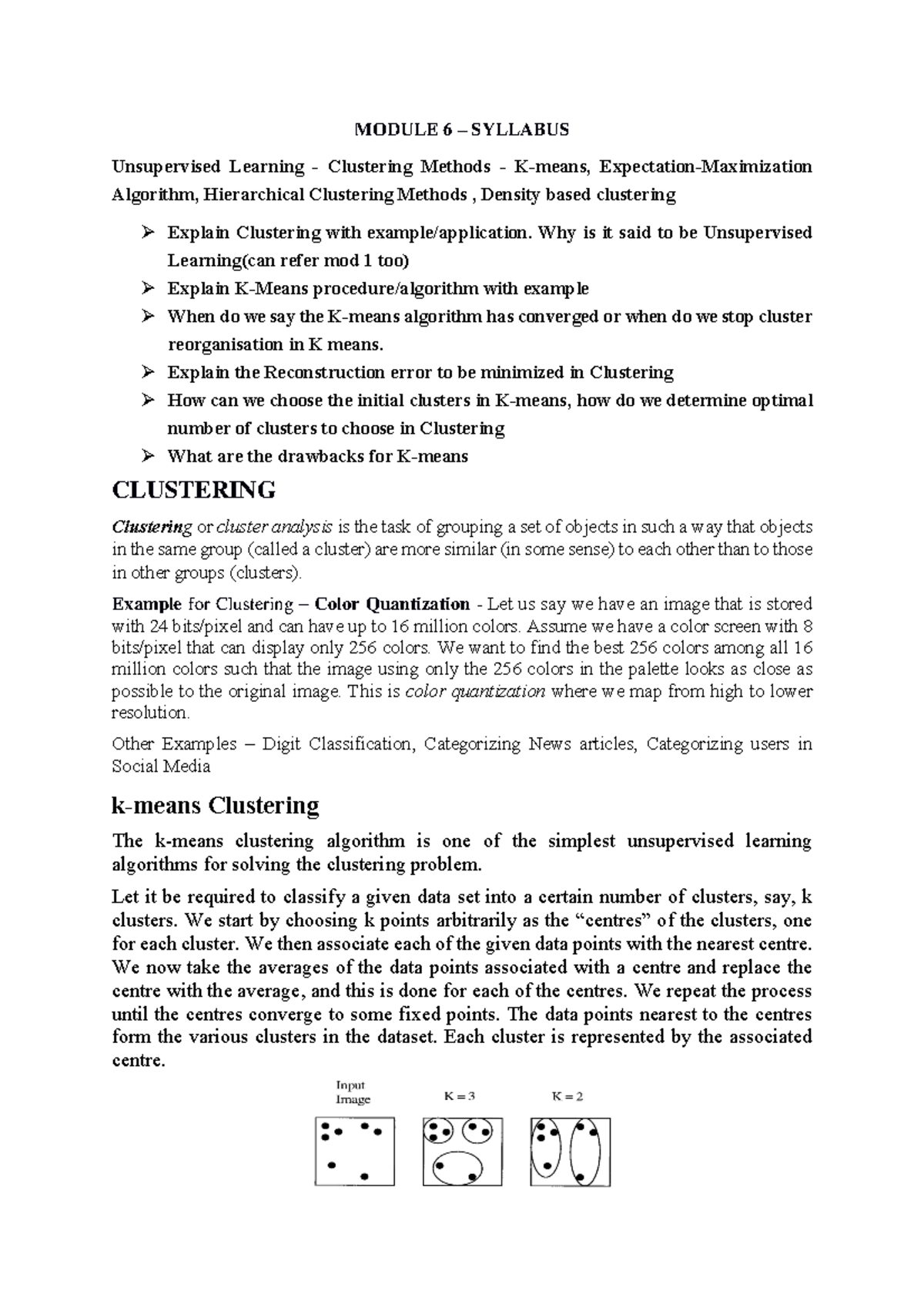 Machine Learning Module 6 - Prepared By Abin Philip, Asst Prof, Toc H. MODULE 6 – SYLLABUS - Studocu