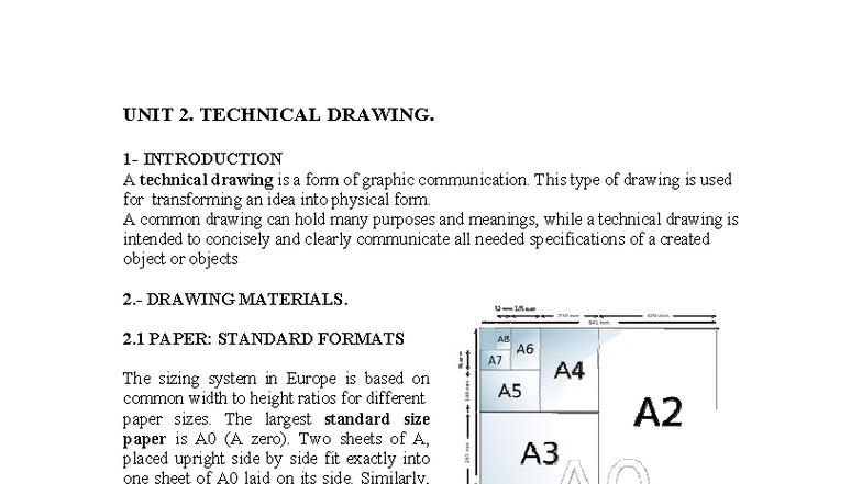 UNIT 2: Technical Drawing Lesson Overview and Key Concepts - Studocu