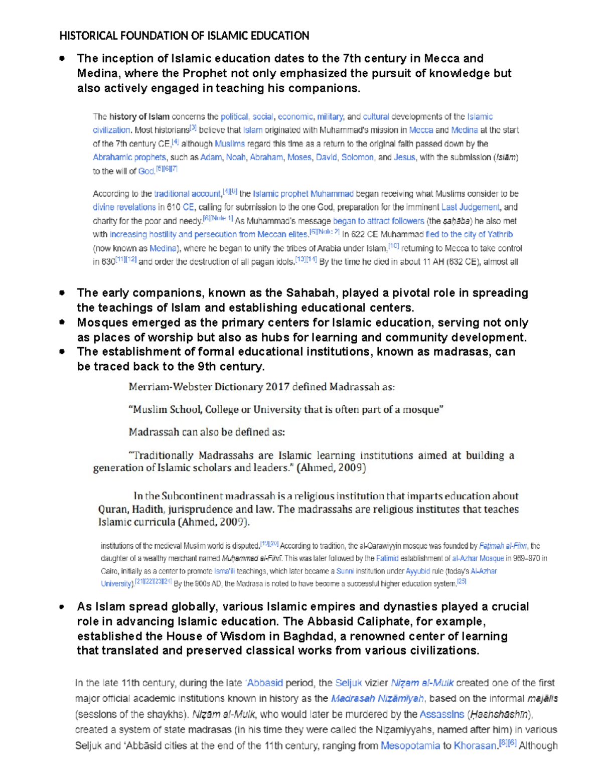 The Historical Foundations of Islamic Education: A Comprehensive Report ...