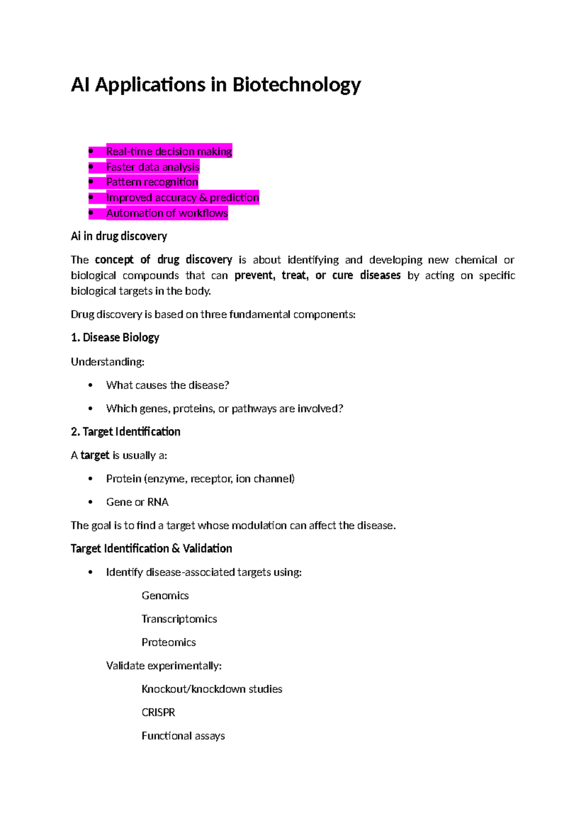 Unit 3 - AI in Biotechnology: Applications & Drug Discovery Insights ...