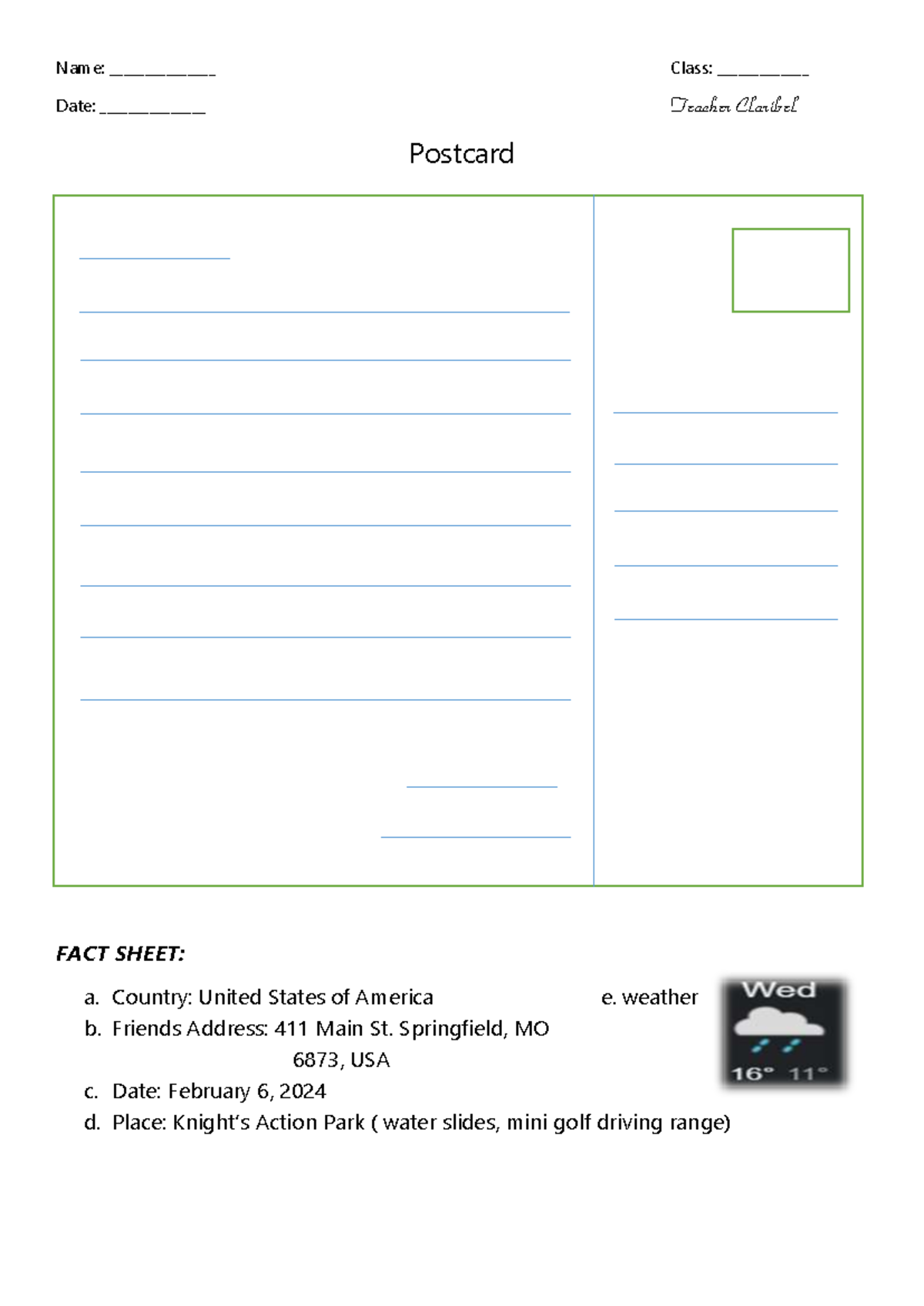 Postcard Writing Gr 6 - ESL Teaching - Teaching English in Elementary ...