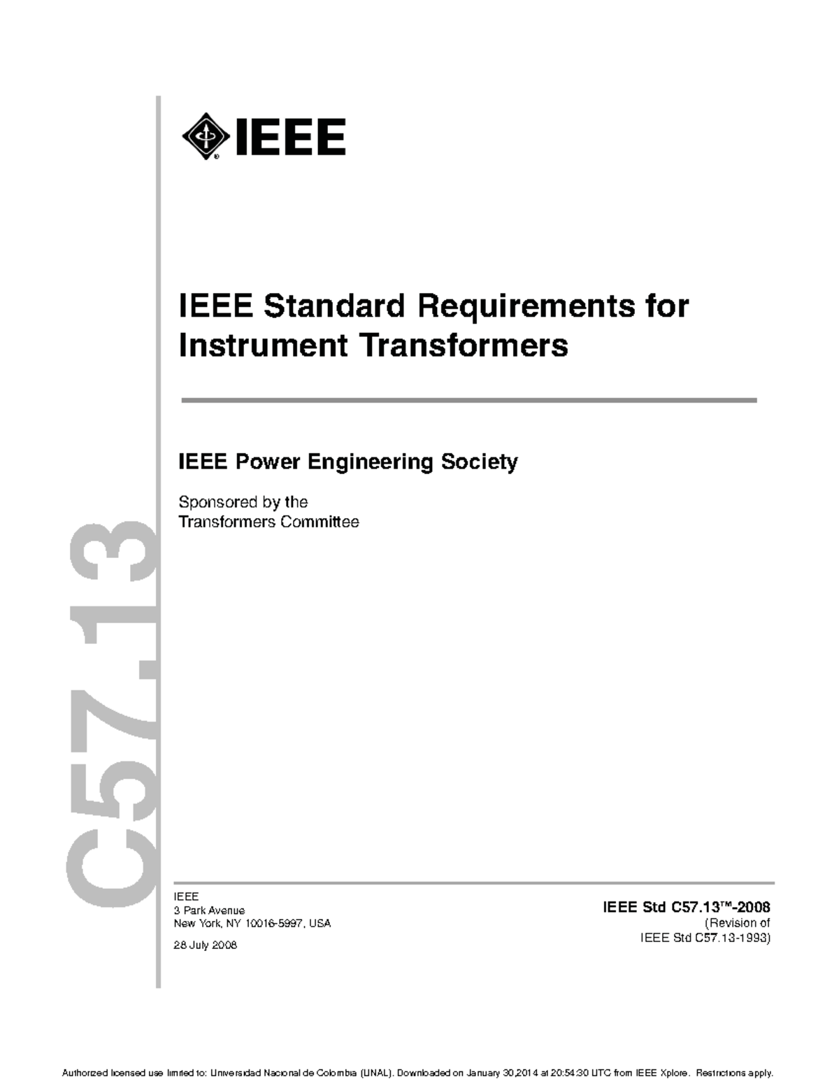 IEEE C57.13-2008: Standard Requirements for Instrument Transformers ...