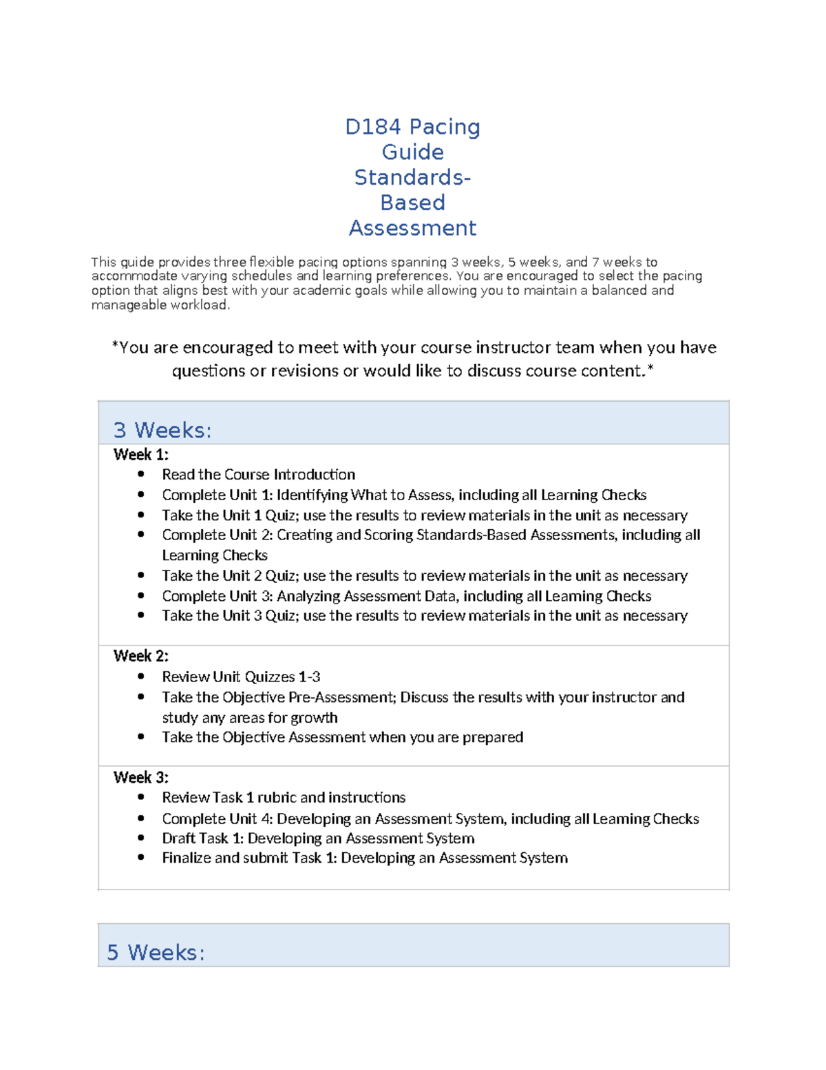 D184 Pacing Guide: Flexible Options for Standards-Based Assessment ...